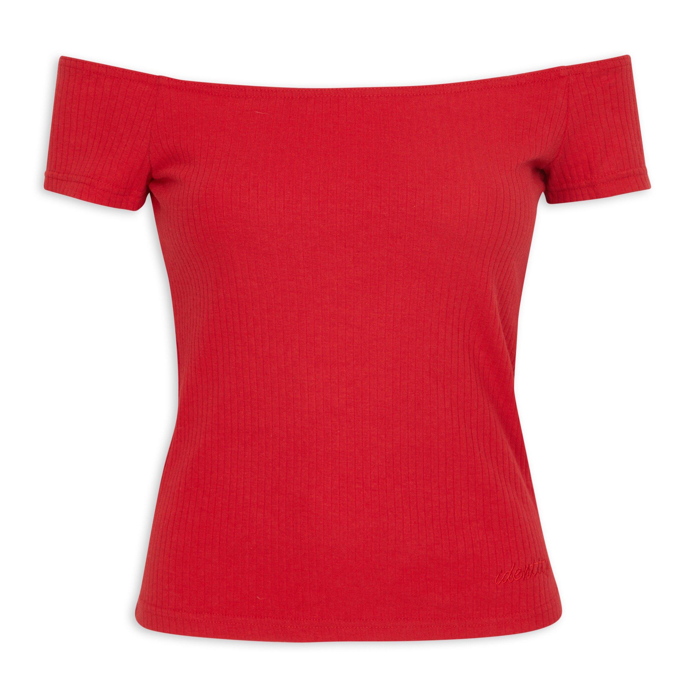 Red Off-the-shoulder T-shirt (3182884) | Identity