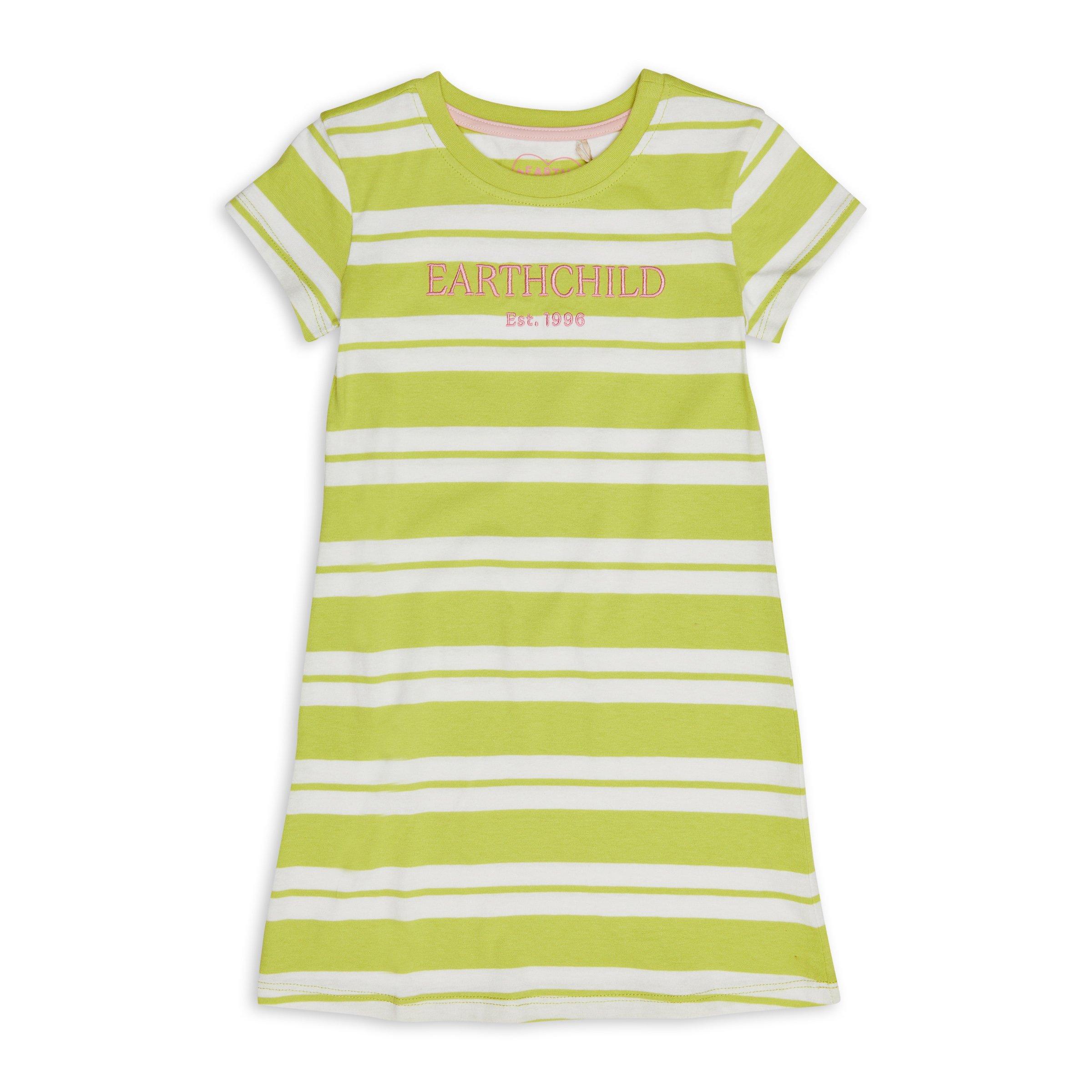 Kid Girls Green Striped Dress (3183521) | Earthchild