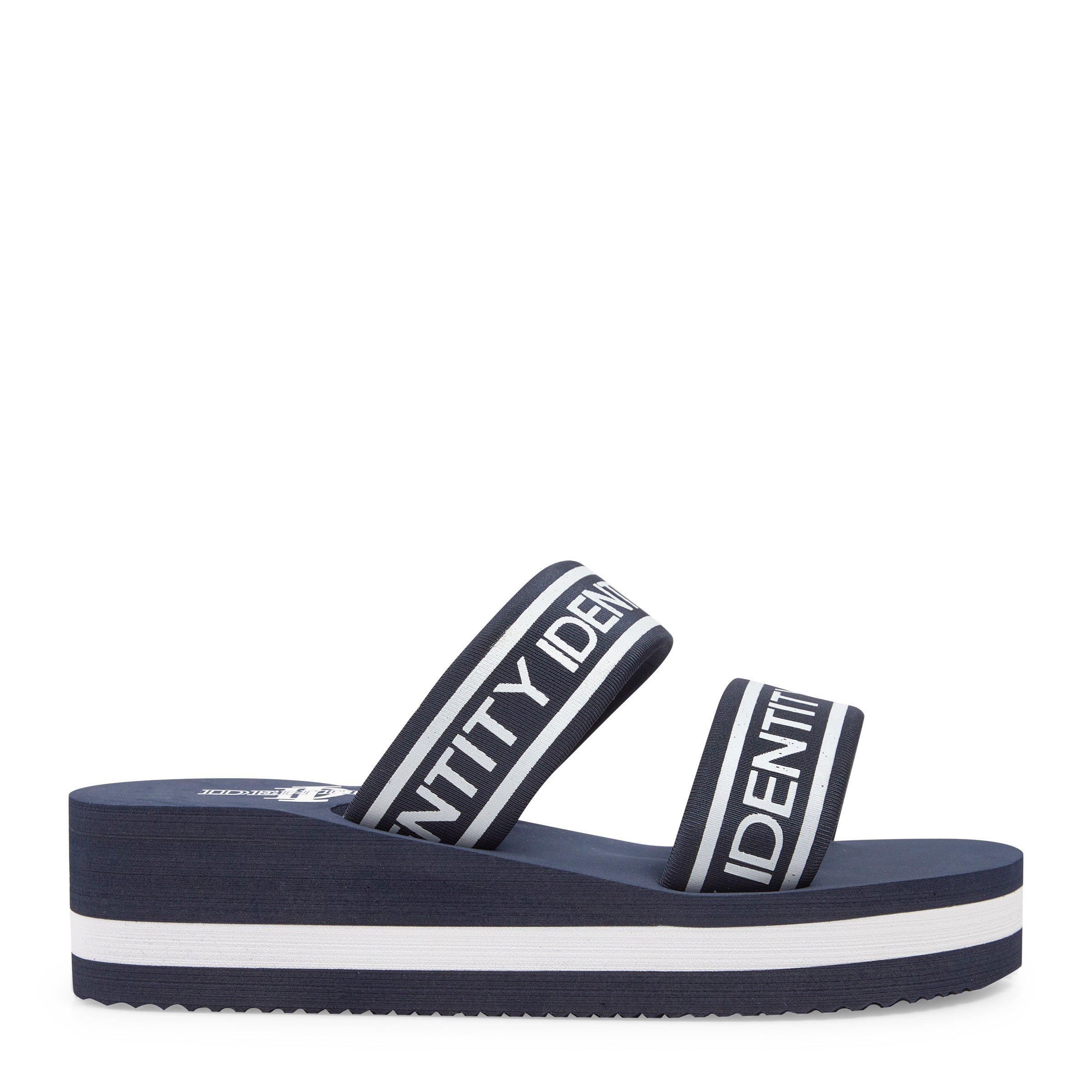 Navy Platform Double Strap Sandals (3183687) | Identity