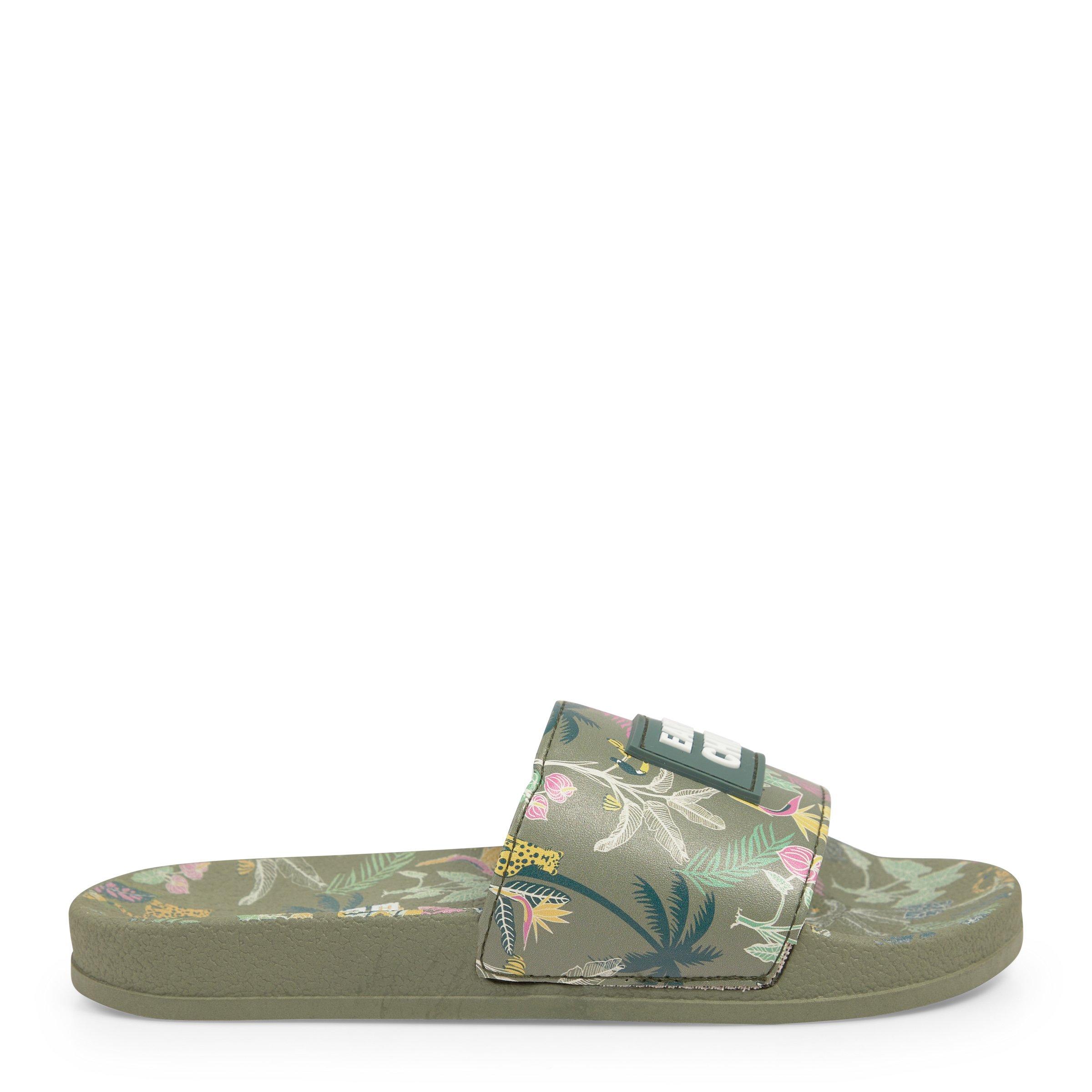 Boys Green Palm Print Pool Slides (3183810) | Earthchild