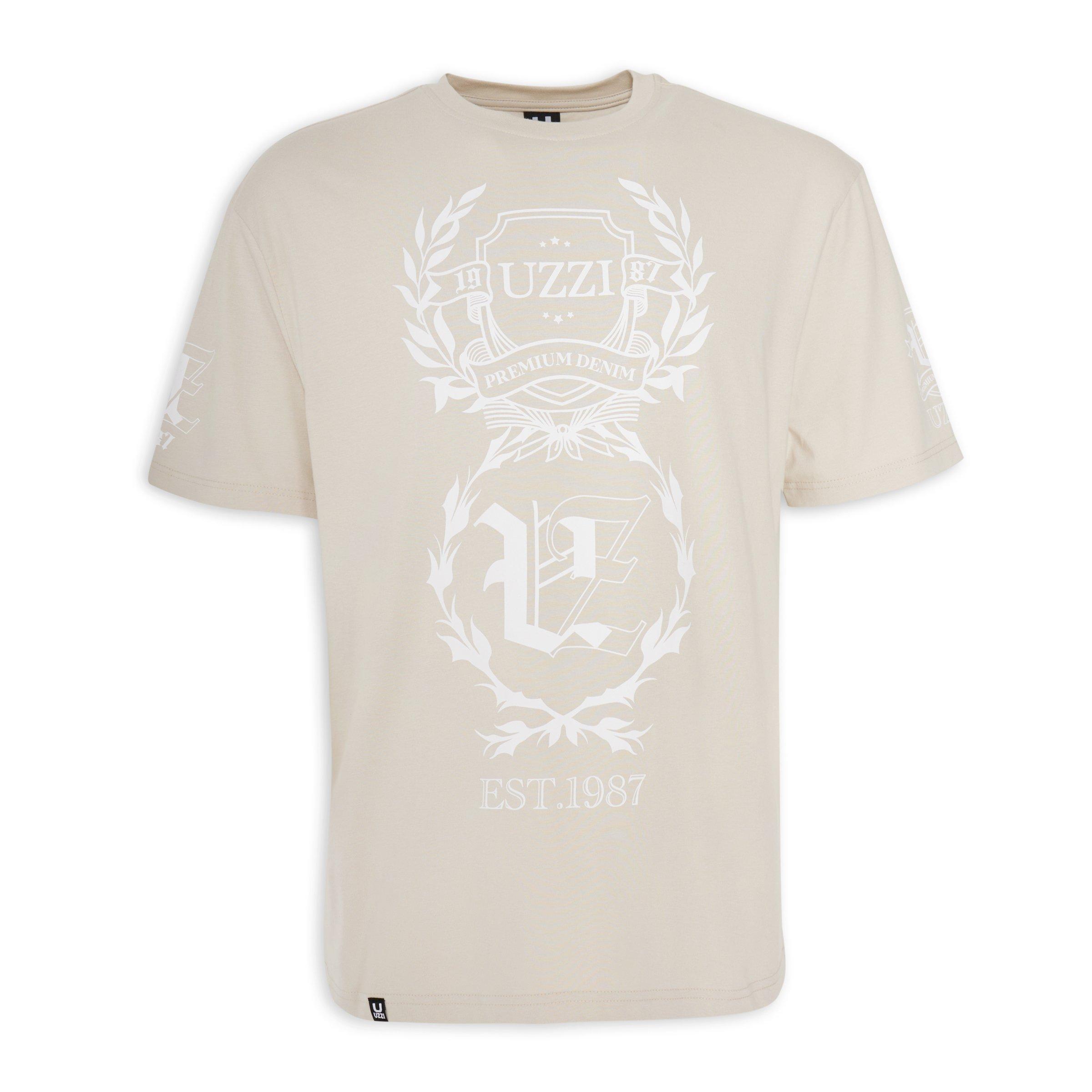 Beige Graphic T-shirt (3183825) | UZZI