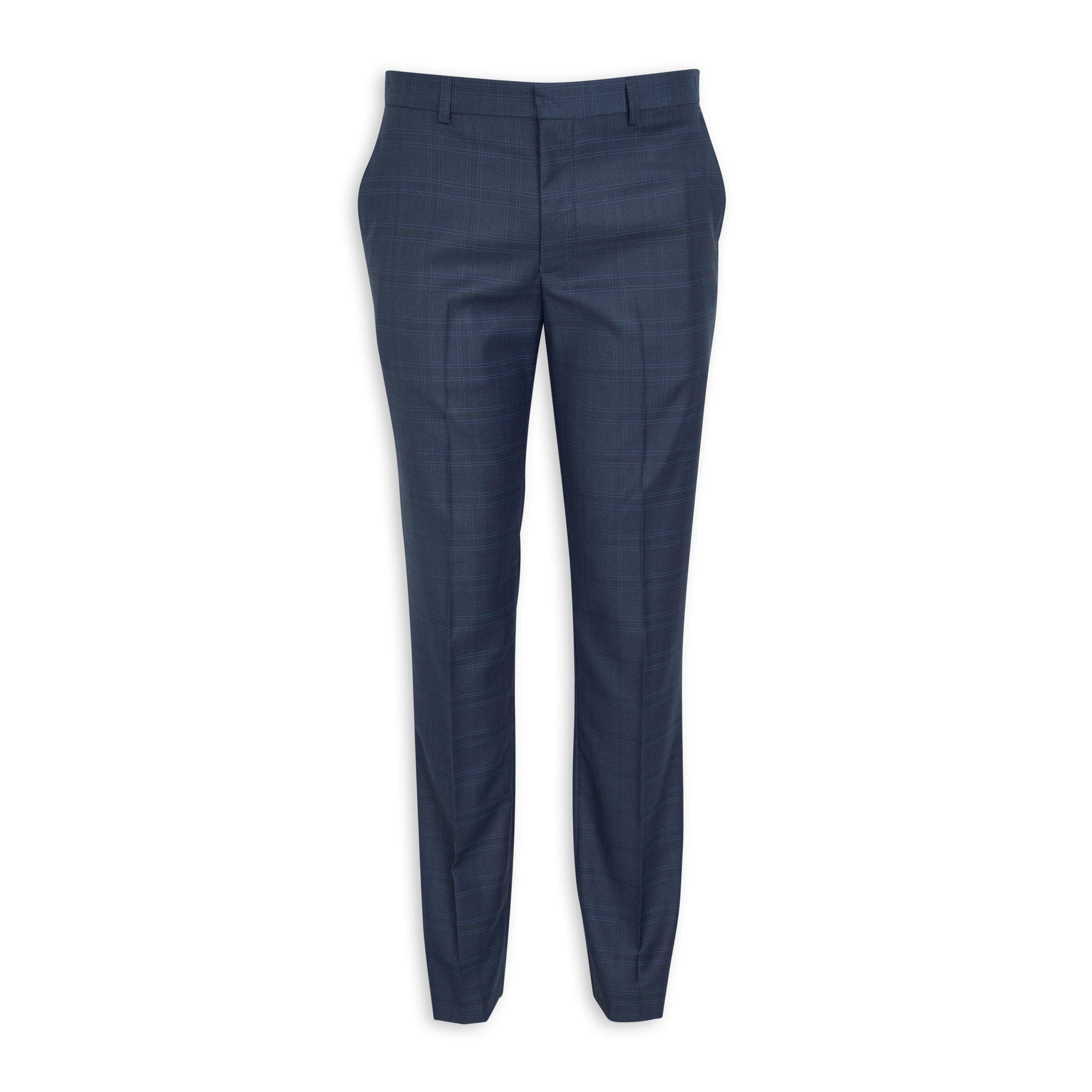Blue Check Slim Leg Trouser (3183965) | Truworths Man