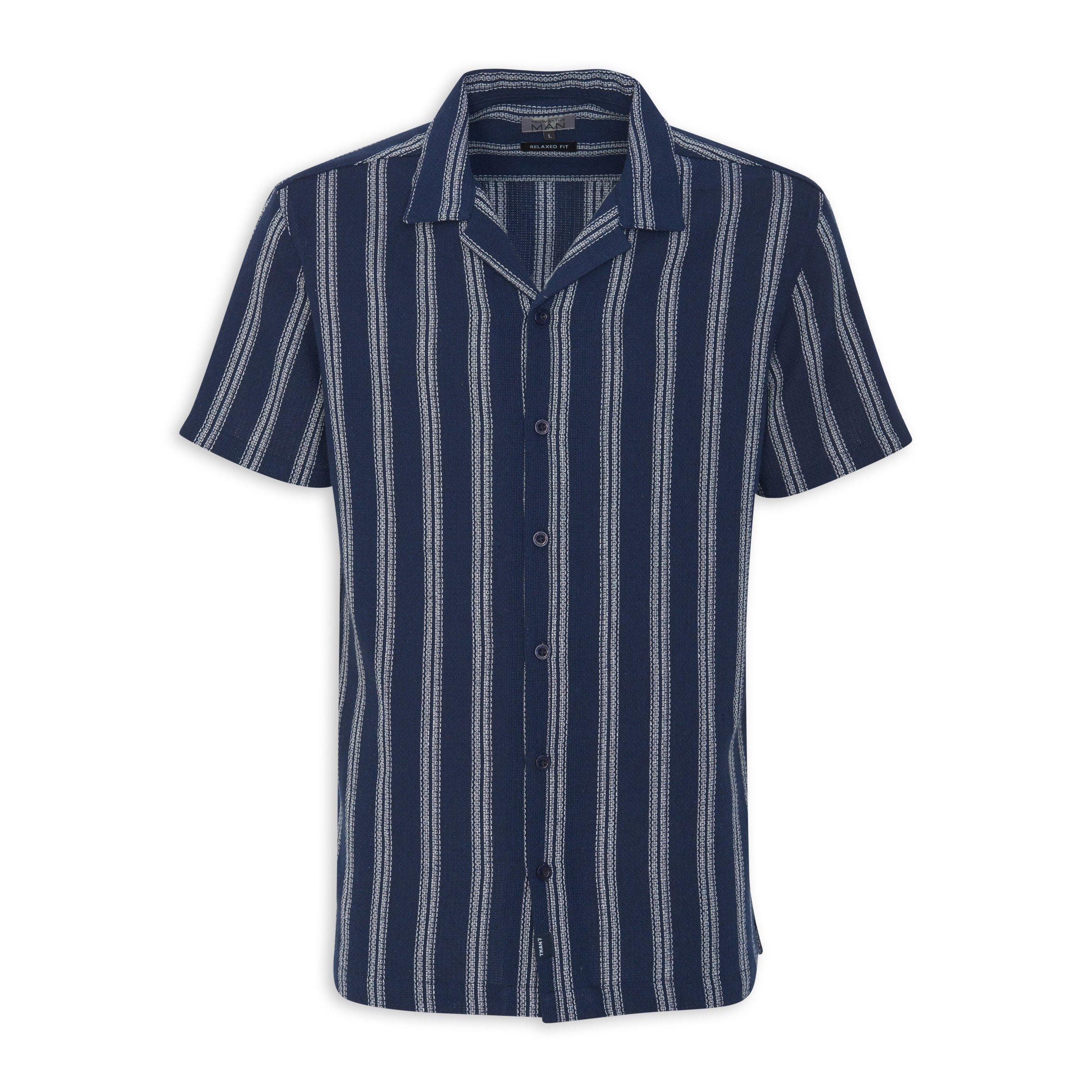 Navy Striped Regular Fit Shirt (3184030) | Truworths Man