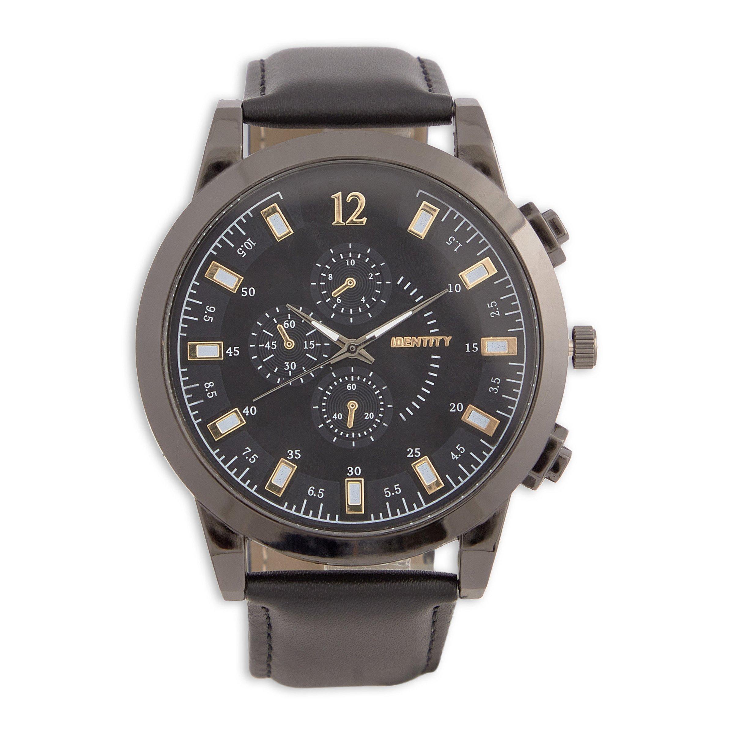 Black Pu Strap Watch (3184191) | Identity