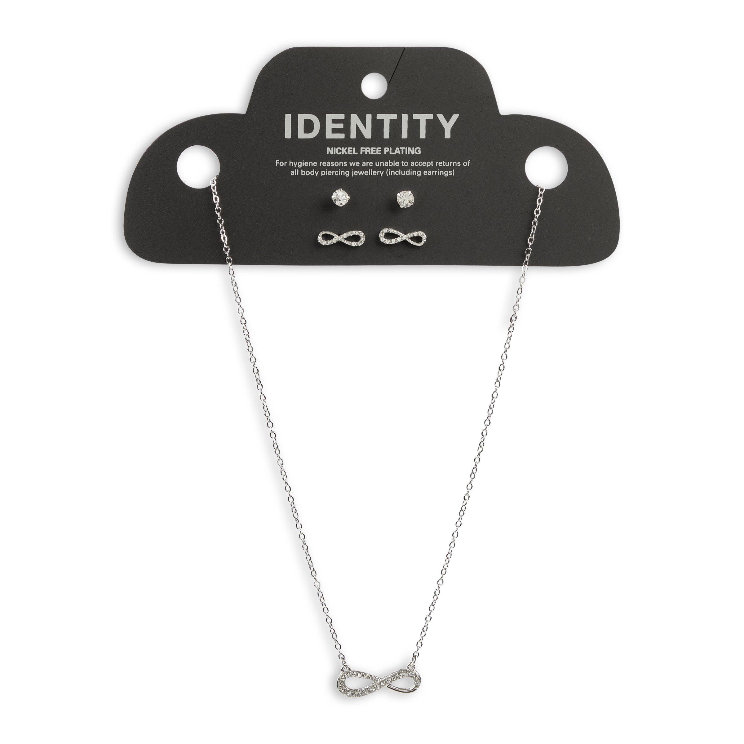 Silver Tone Necklace and Earrings Set (3184283) | Identity