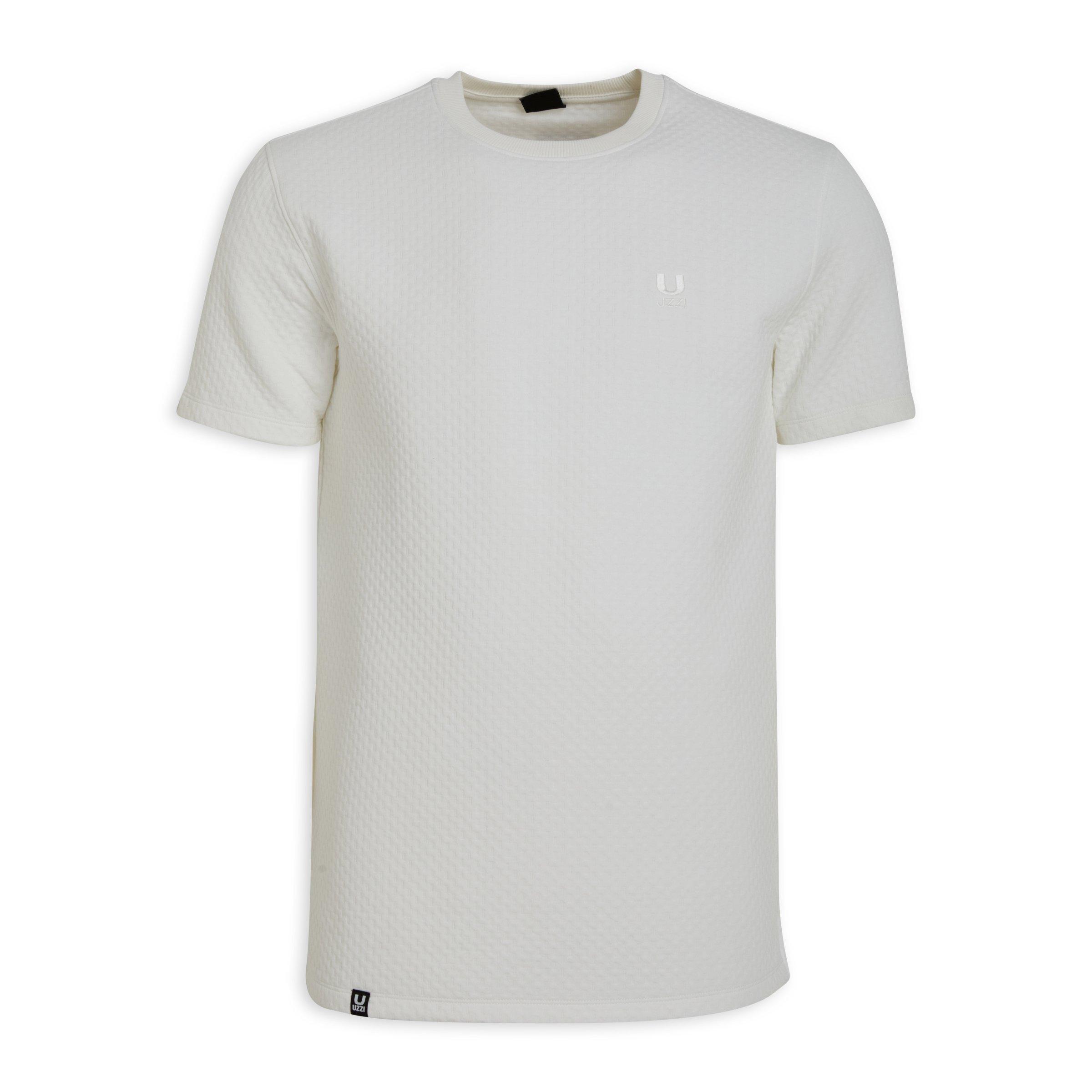 White Textured T-shirt (3184531) | UZZI