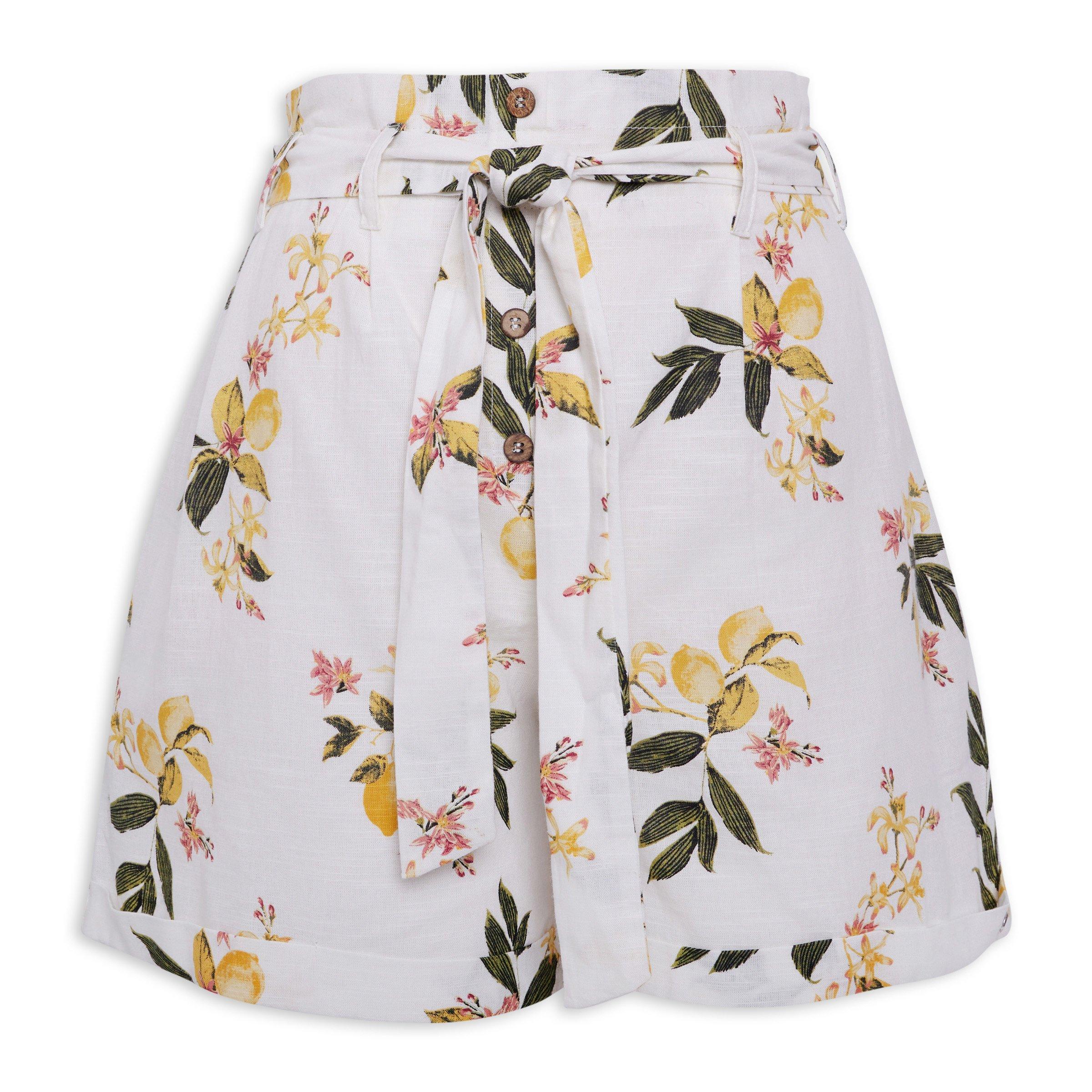 White Lemon Print Shorts (3184579) | TRS