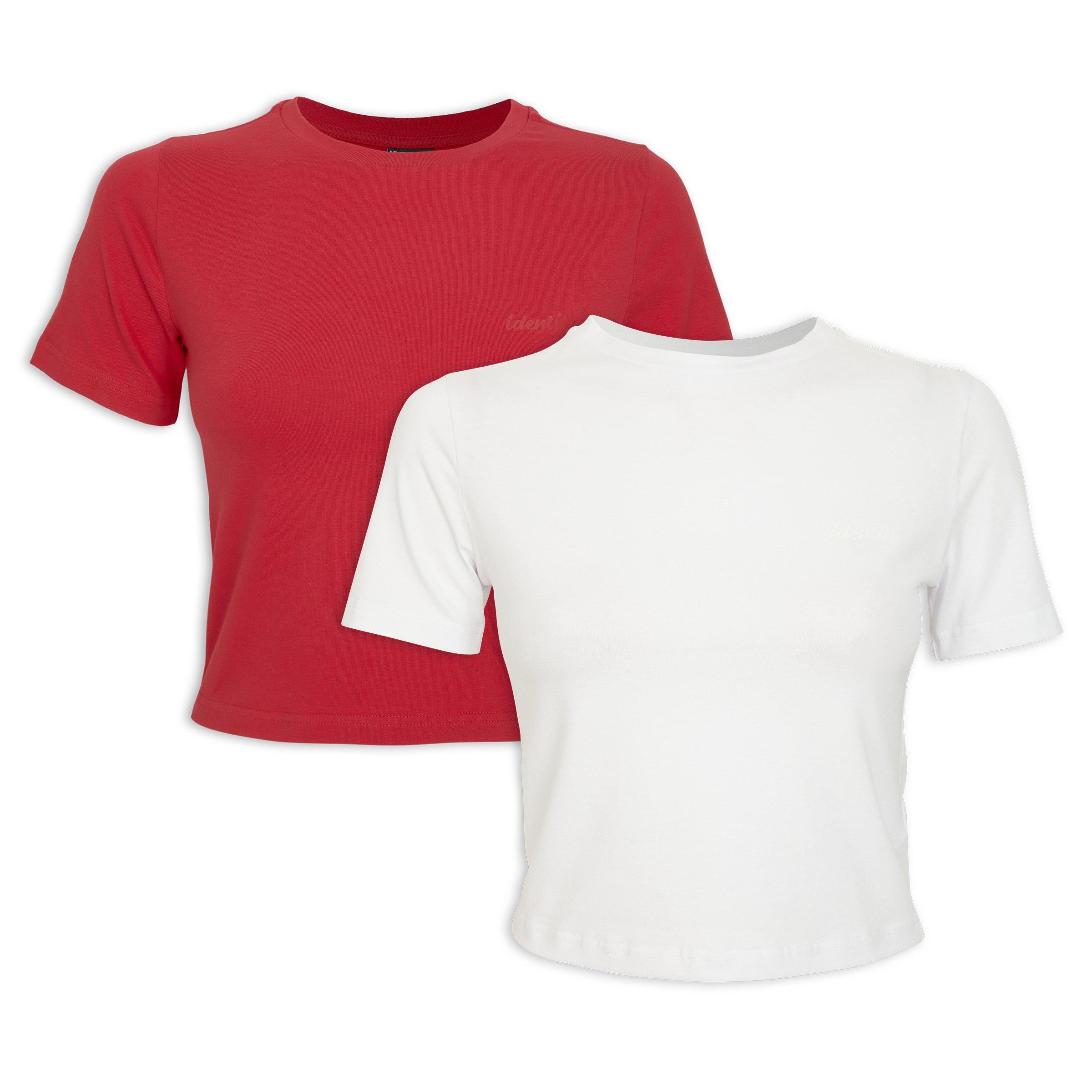 2-pack Red and White Cropped T-shirts (3184751) | Identity