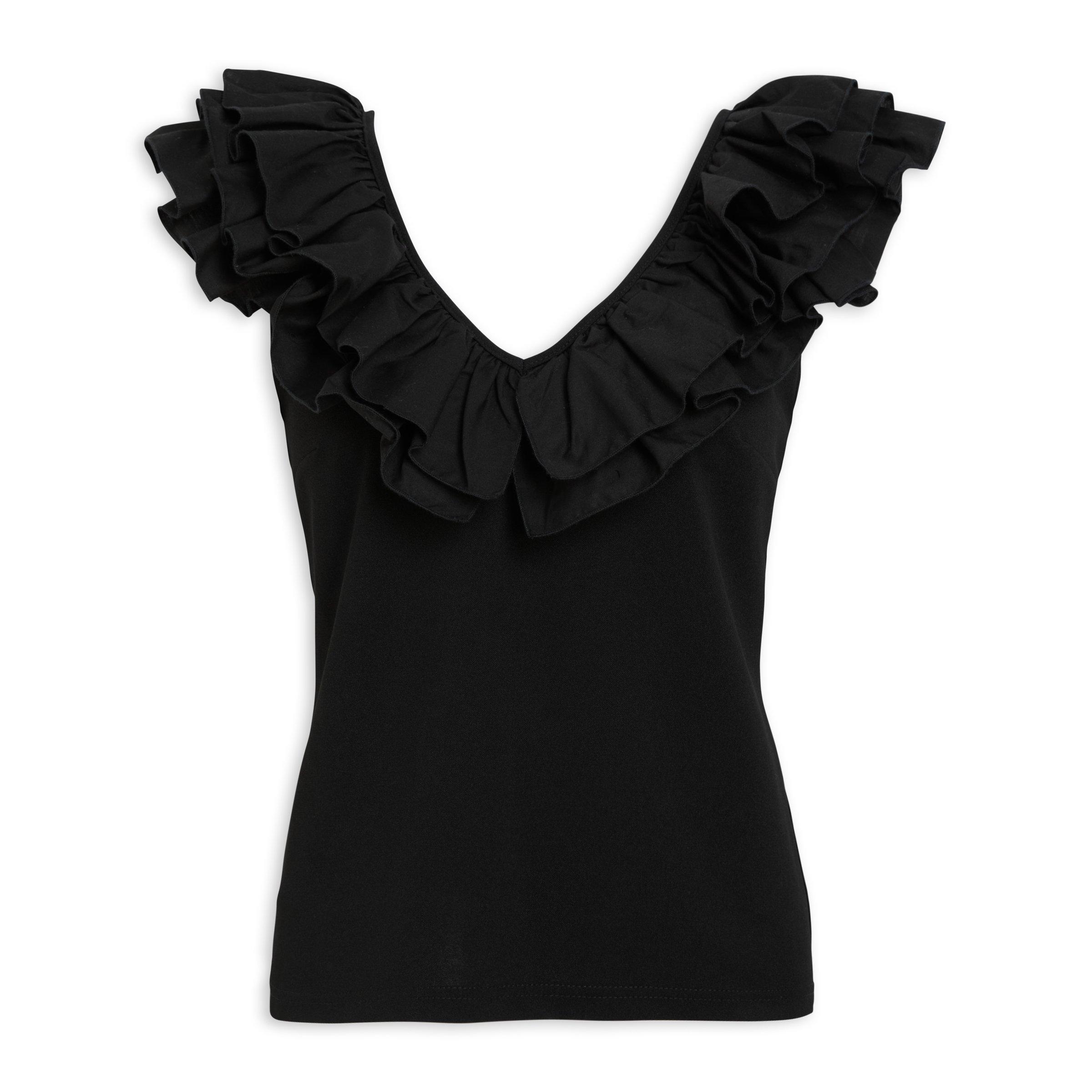 Black T-shirt with Flutter Neckline (3185298) | Ginger Mary