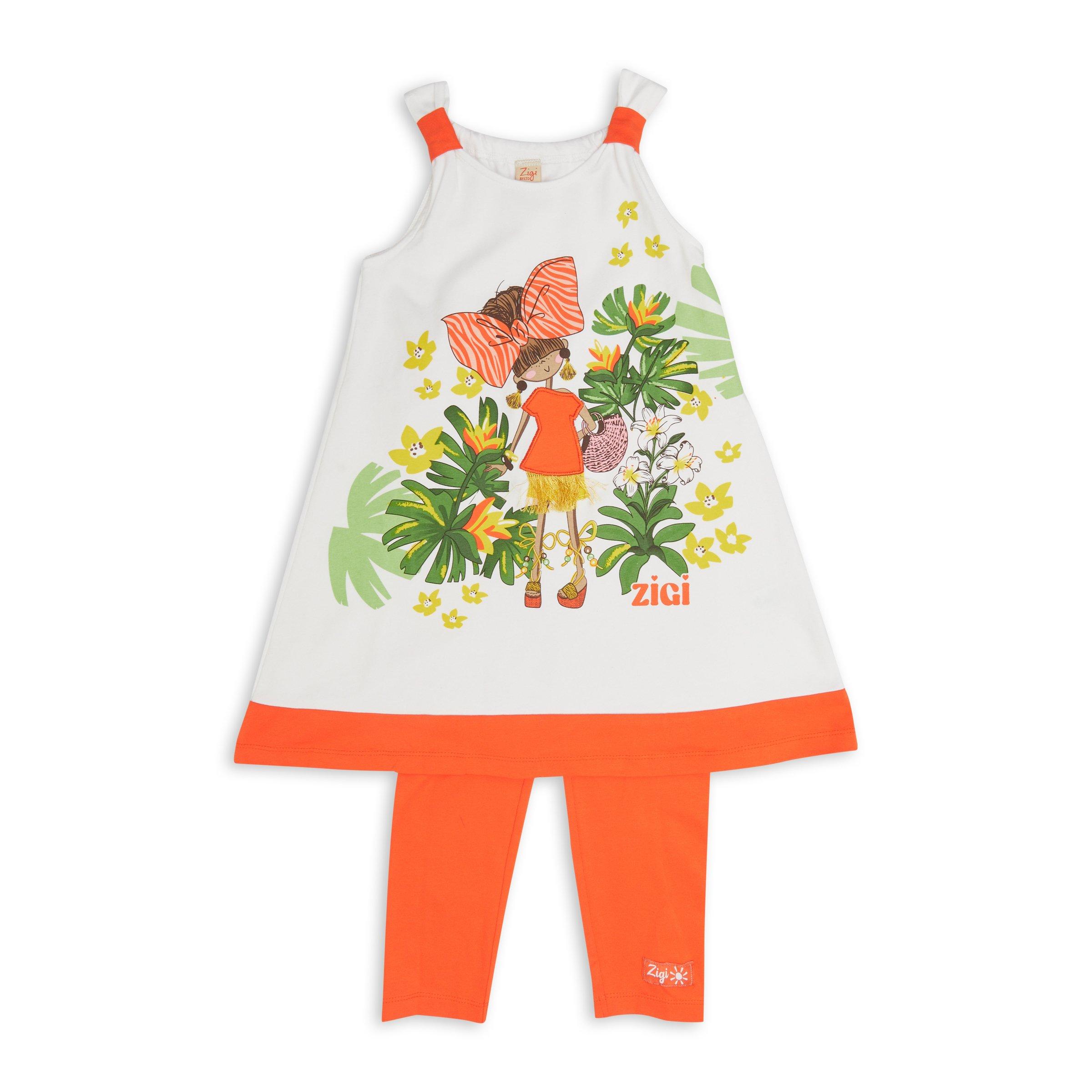 Kid Girls White Dress and Leggings Set (3185555) | LTD Kids