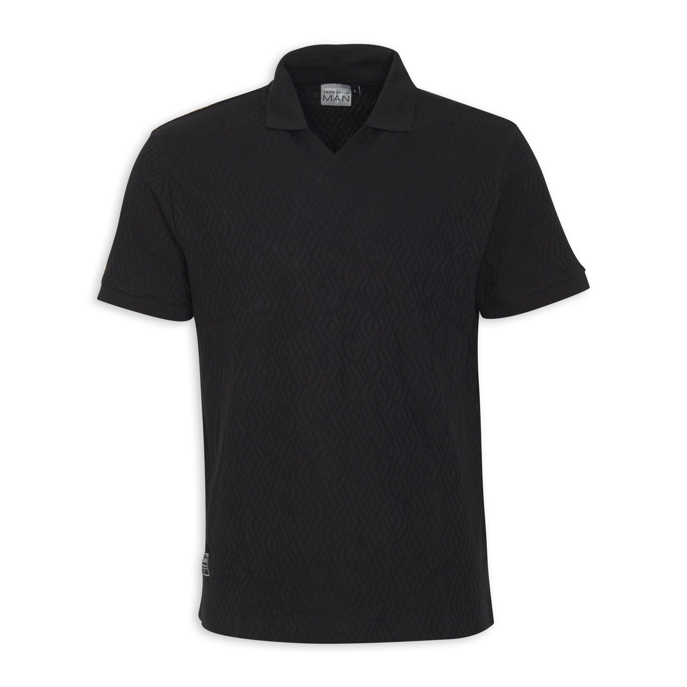 Black Textured Golfer Shirt (3185730) | Truworths Man