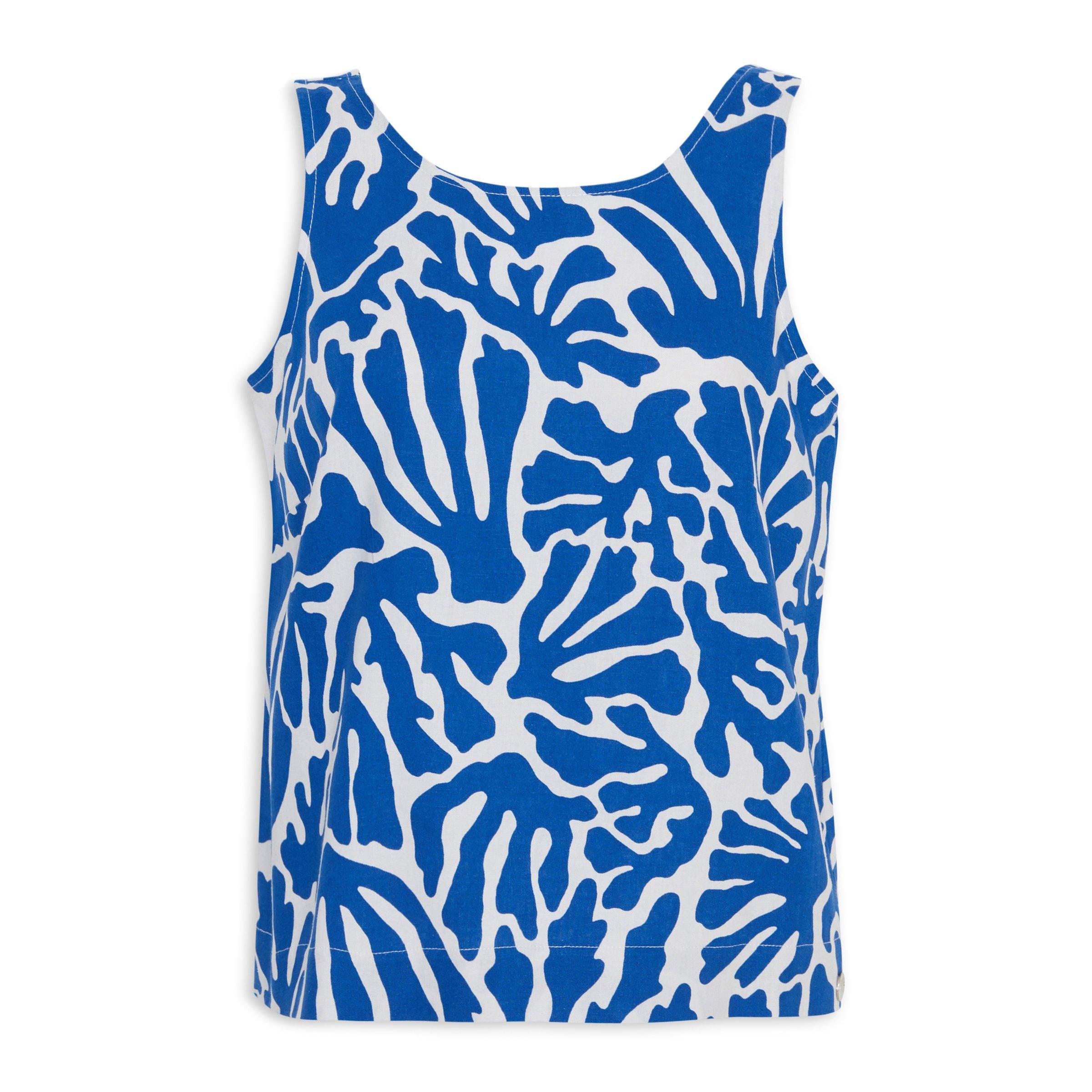 Blue Abstract Print Shell Top (3185985) | TRS