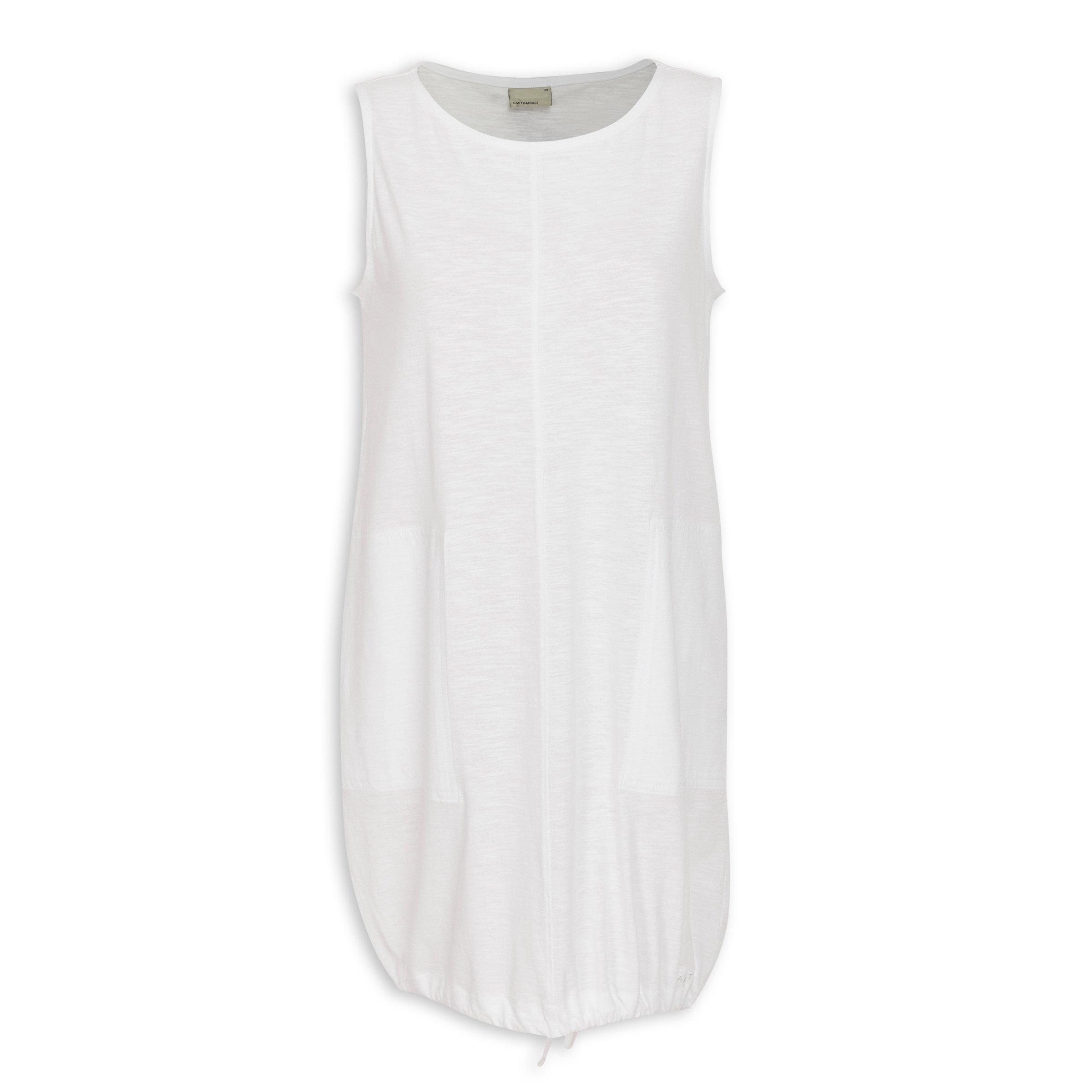 White Tunic Dress with Drawstrings (3186046) | Earthaddict