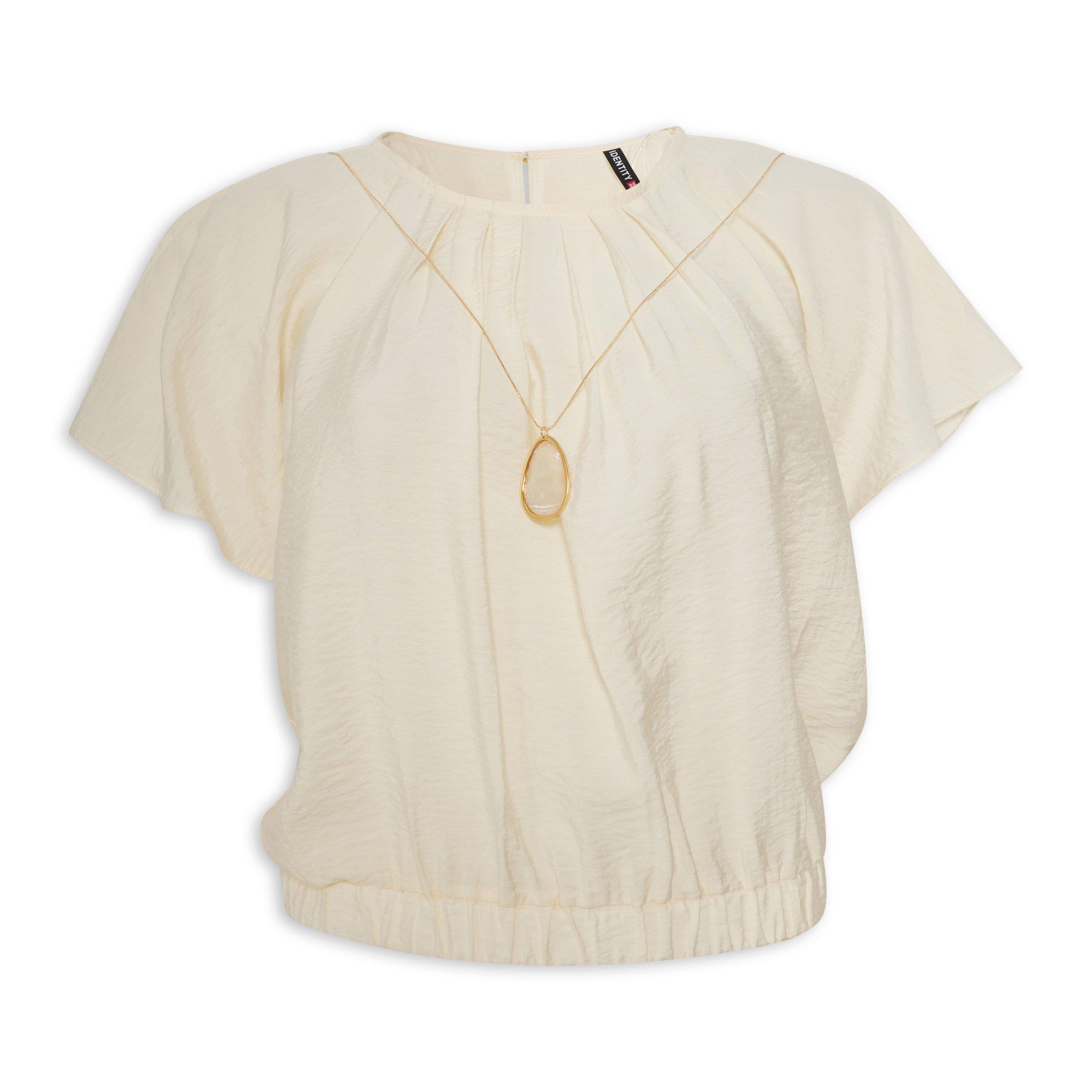 Beige Shell Top with Necklace (3186212) | Identity