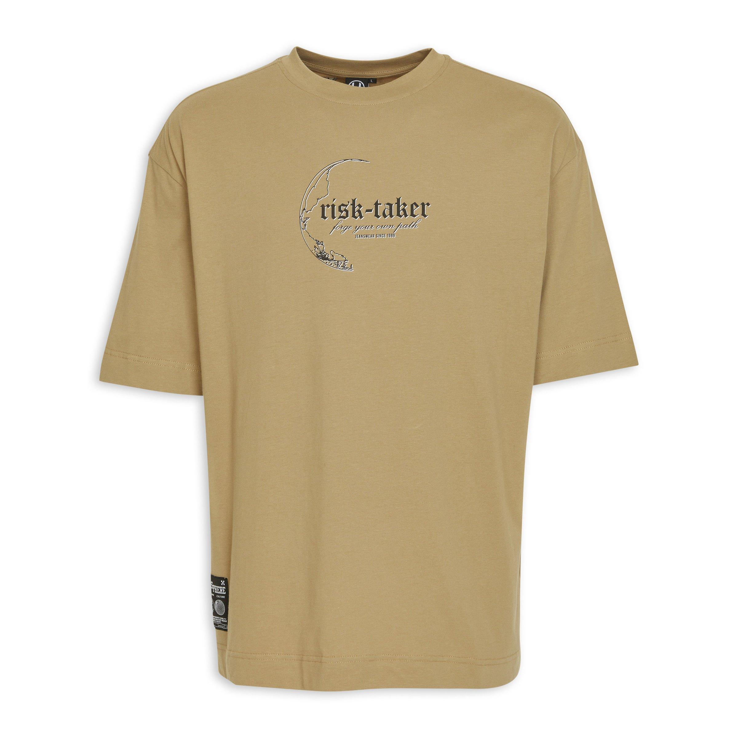 Brown Oversized Back Print T-shirt (3186222) | Hemisphere