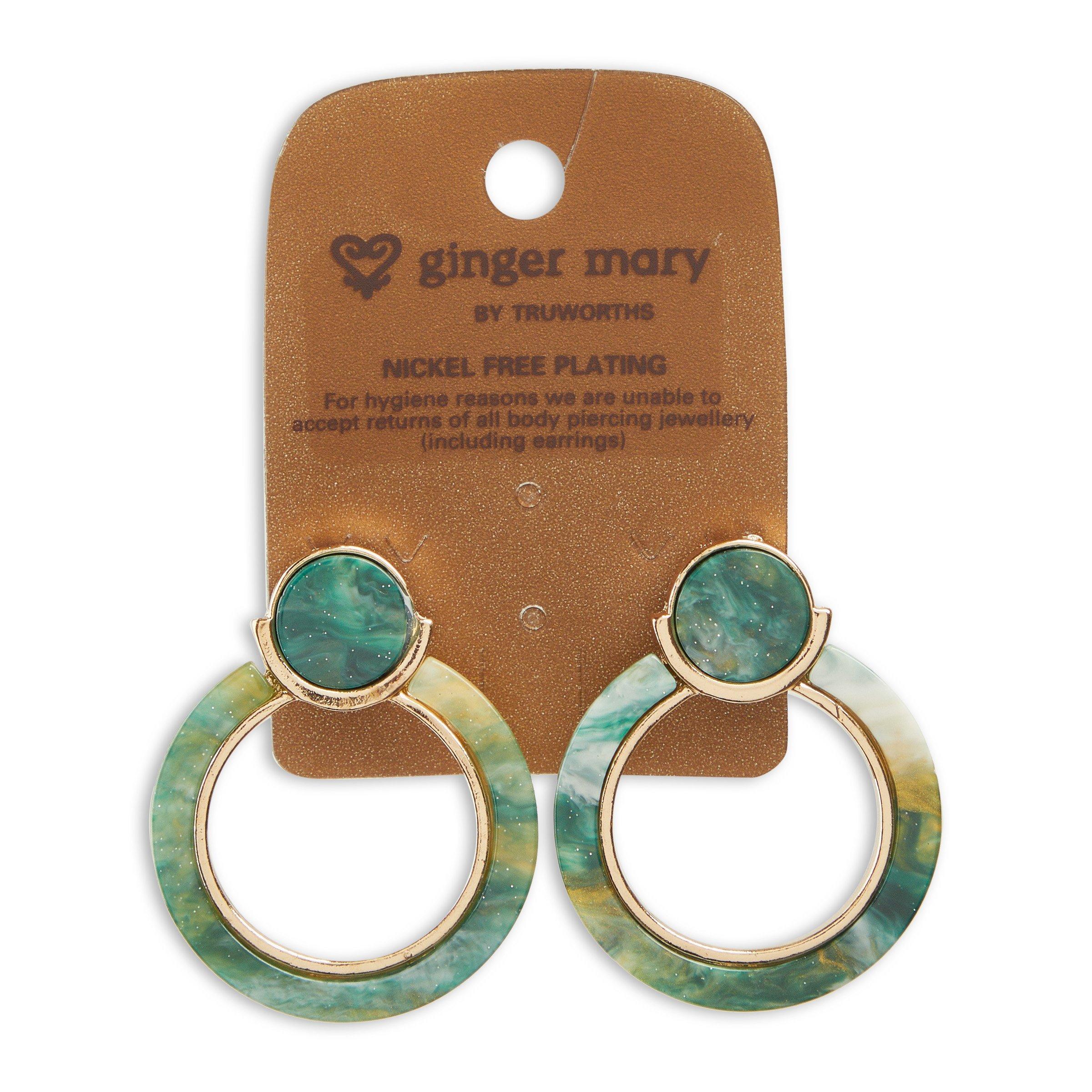 Green Resin Statement Earrings (3186272) | Ginger Mary