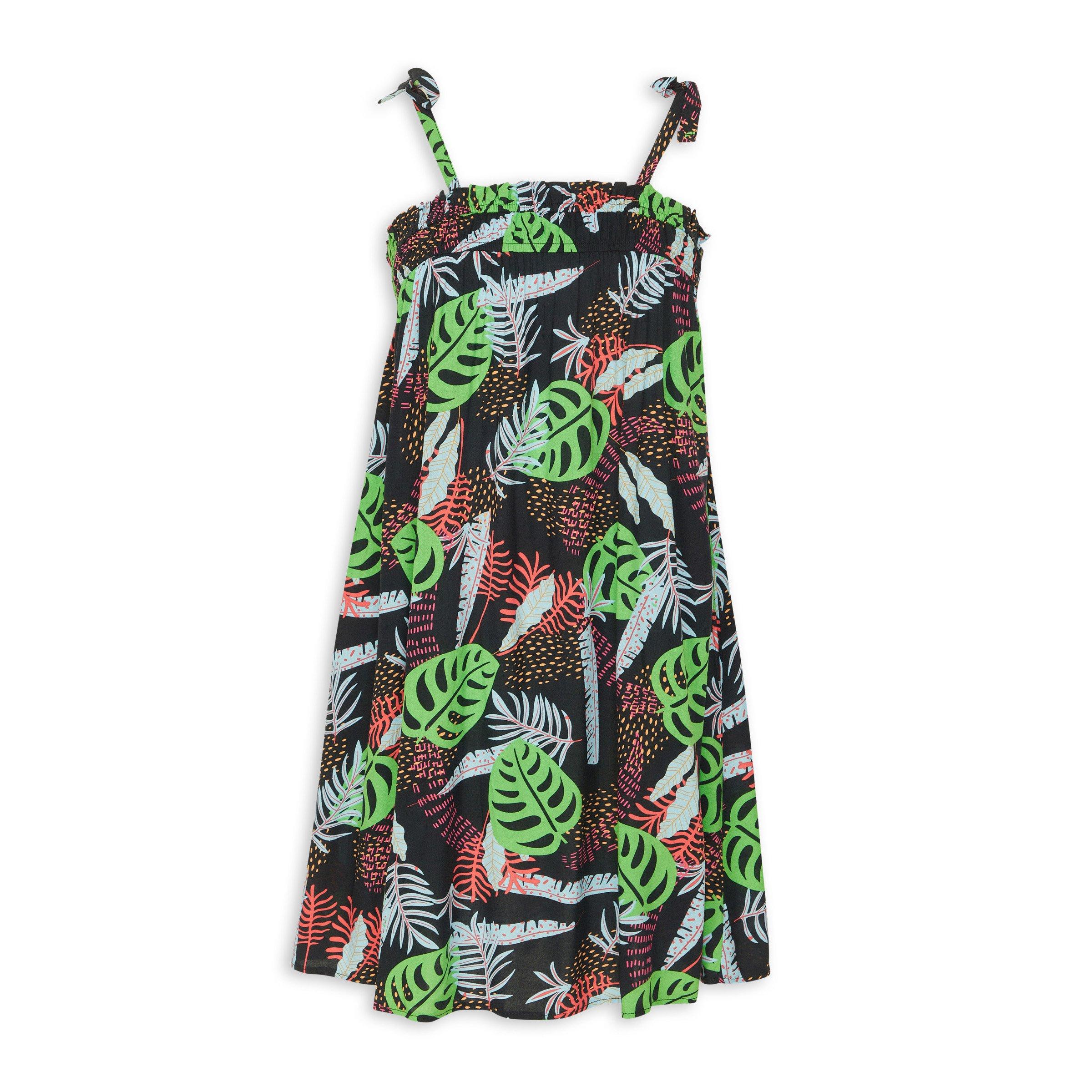 Black Tropical Print Dress (3186483) | Identity X Sync