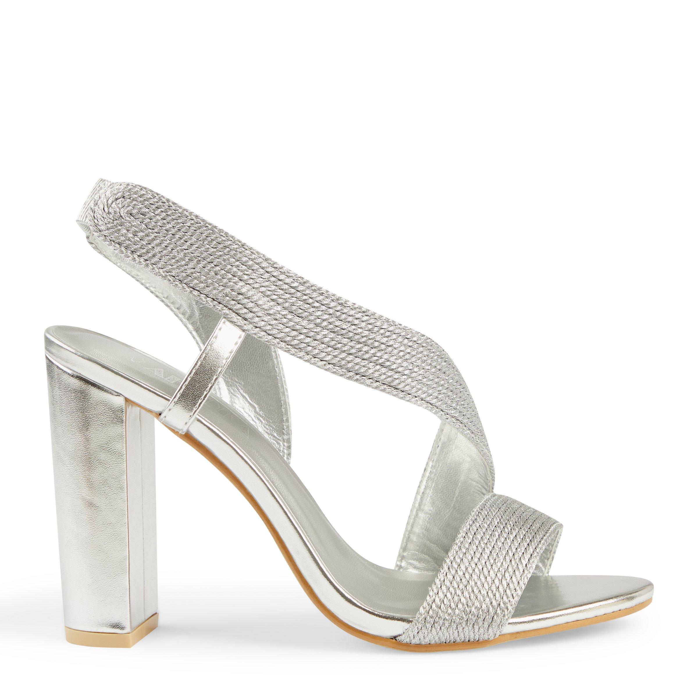 Silver Stack Heel Sandal (3186535) | Afroka