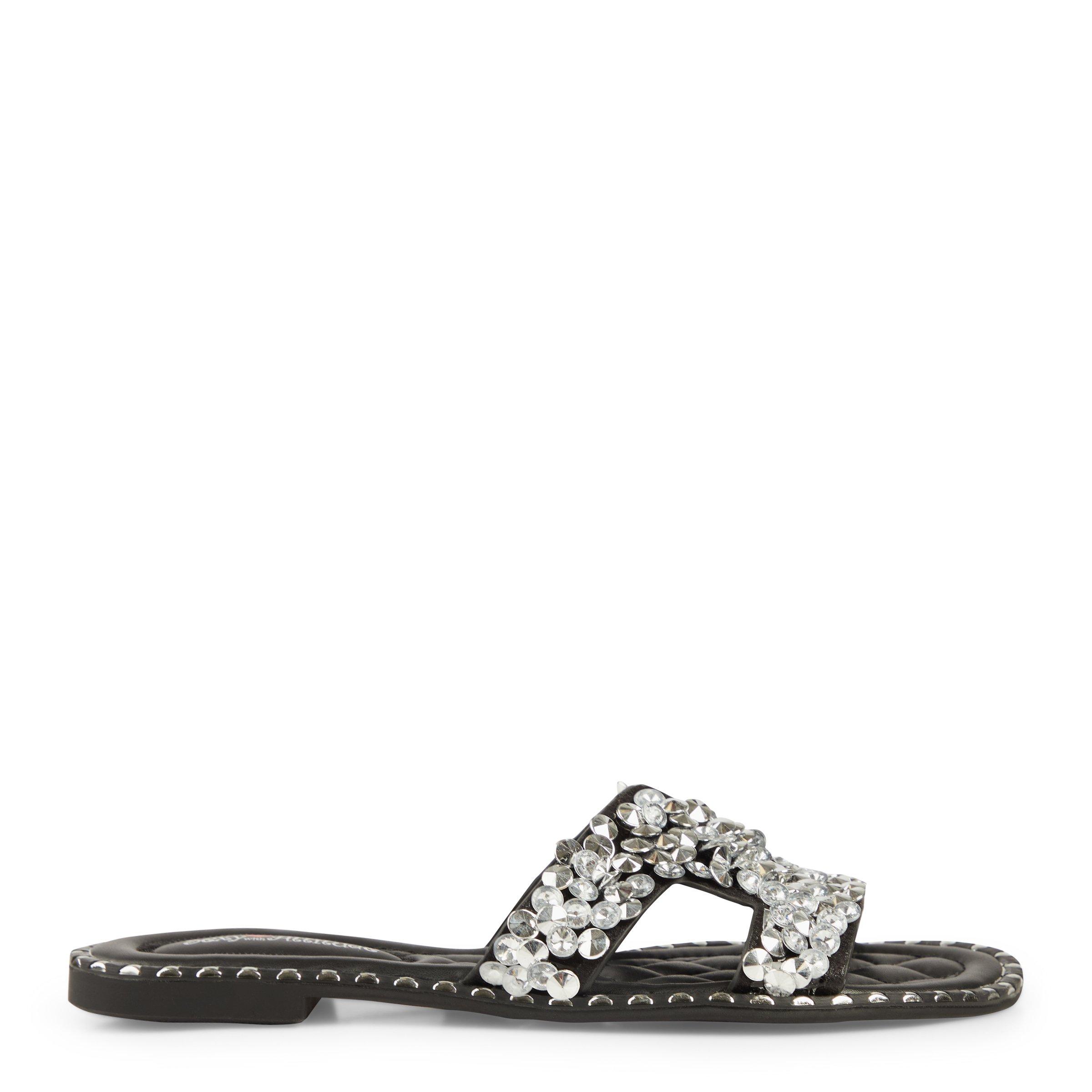 Black Glitter Slip On Sandal (3186552) | Sexy with Attitude