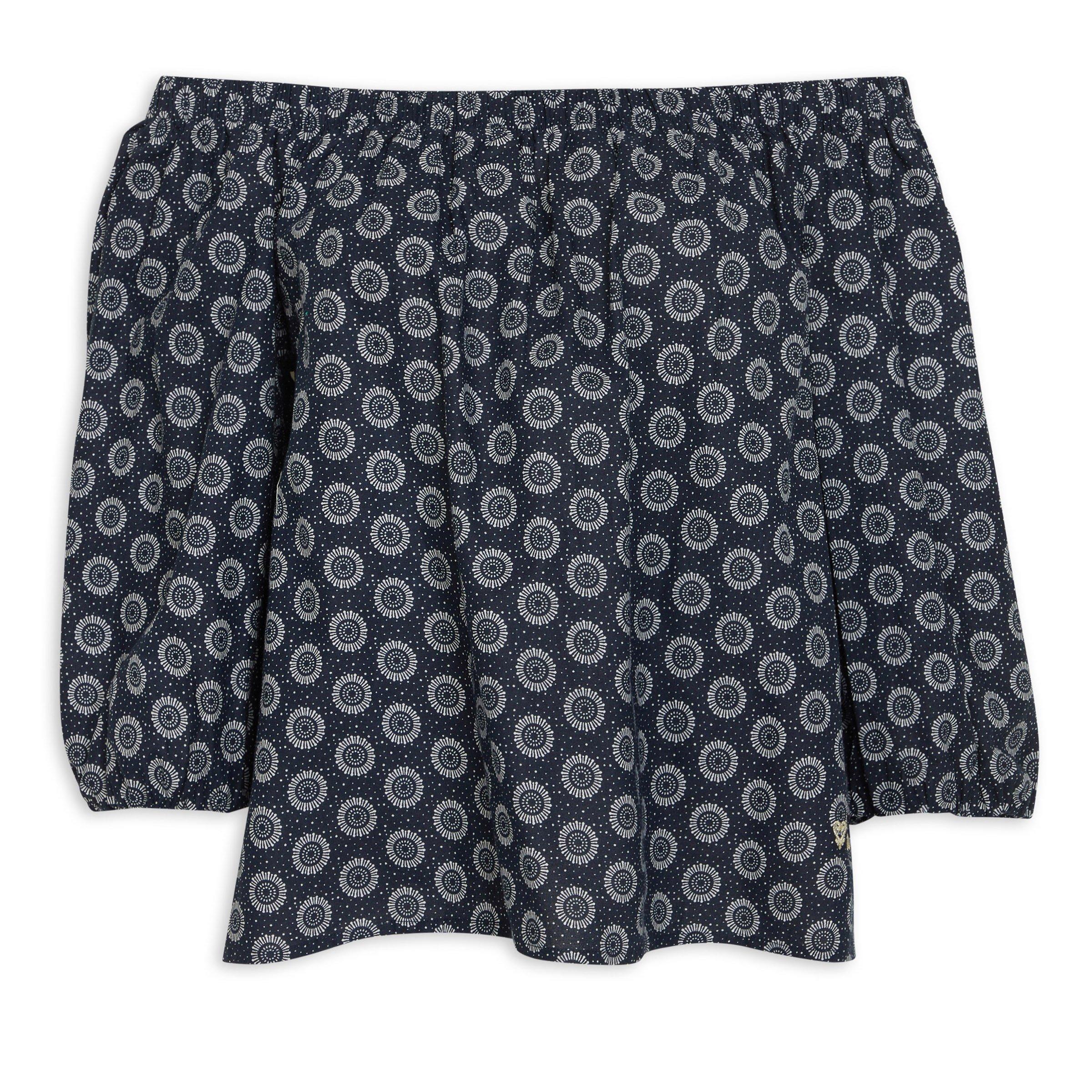 Navy Geo Print Off-the-shoulder Top (3186756) | Ginger Mary