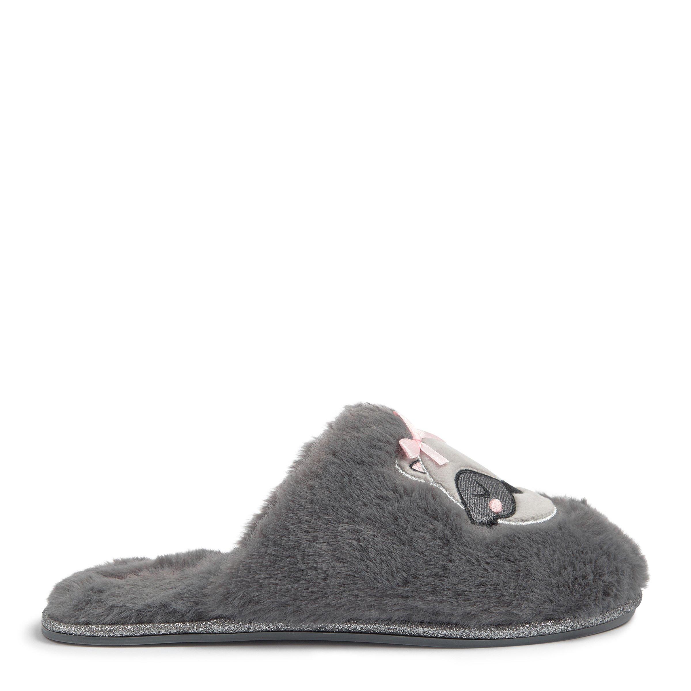 Grey Plush Closed Toe Slippers (3186811) | Identity