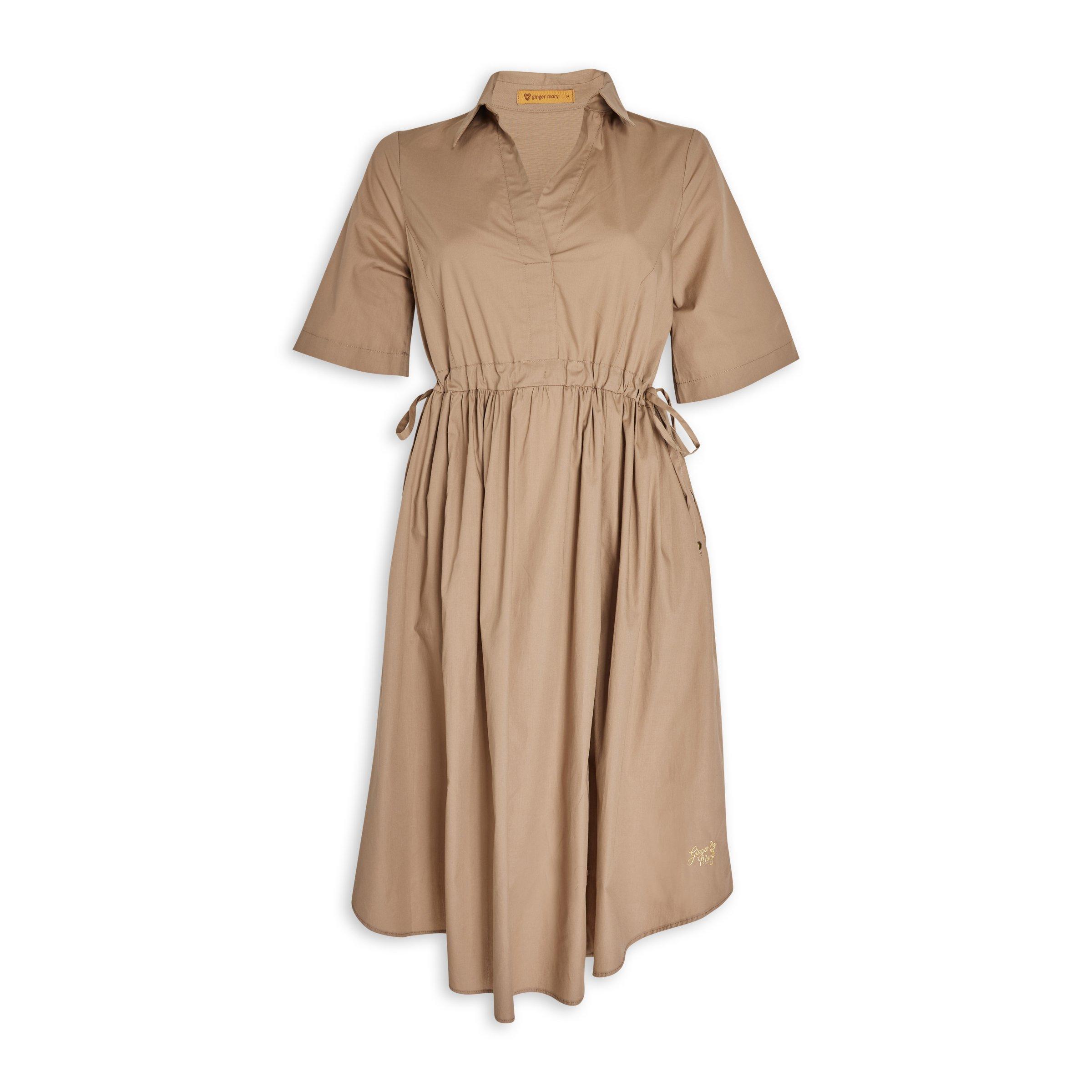 Beige Shirtdress with Drawstrings (3186850) | Ginger Mary