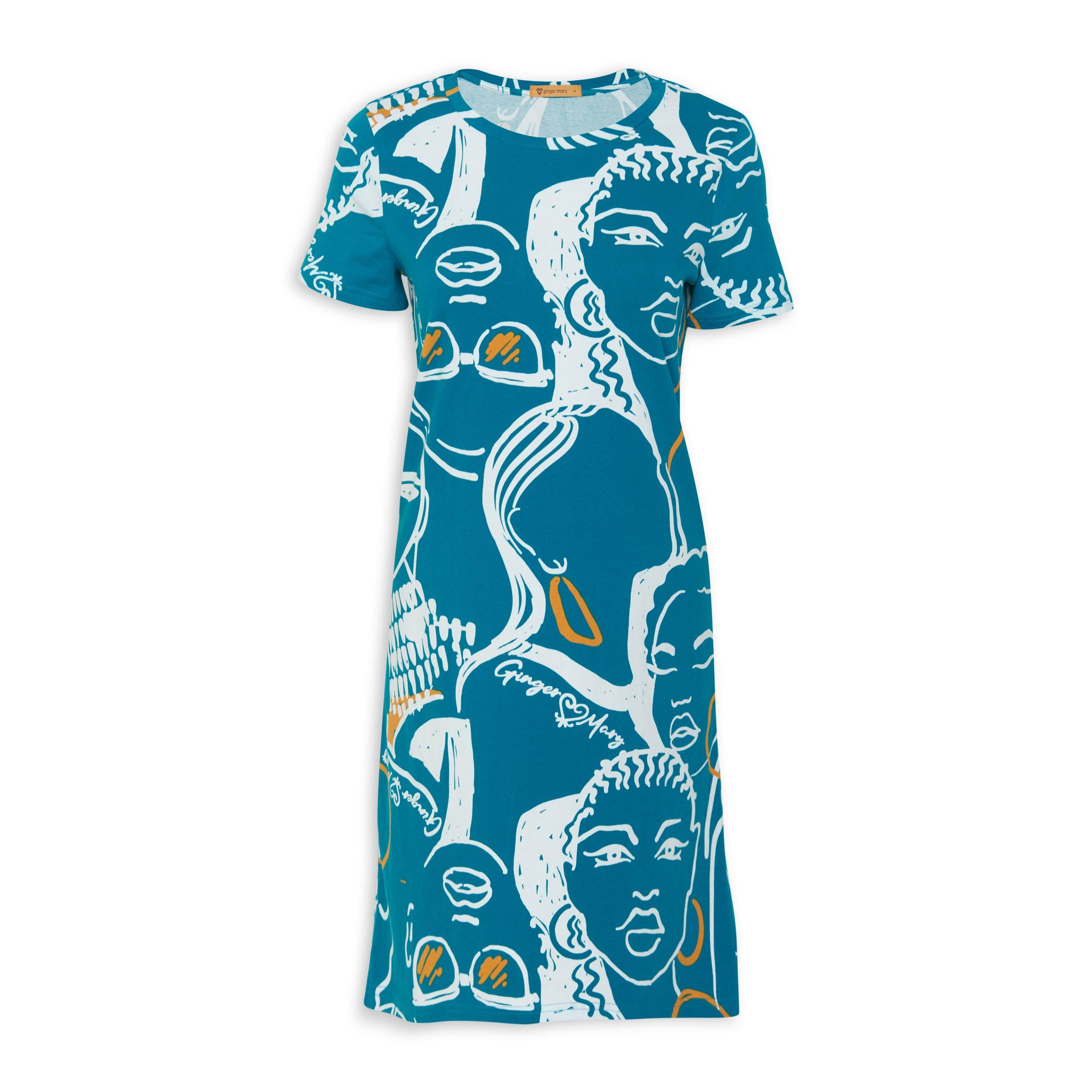 Blue Faces Print Sheath Dress (3186958) | Ginger Mary