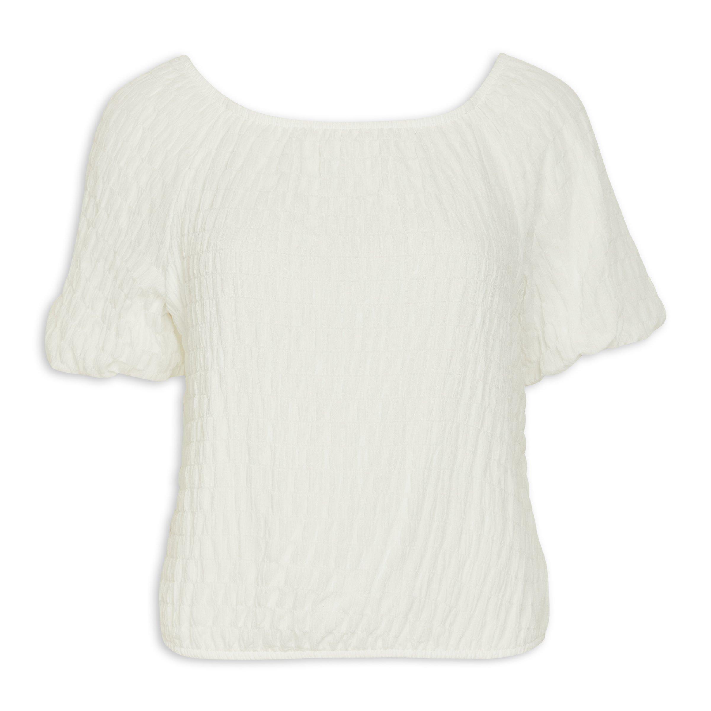White Embroidered Bubble Top (3187388) | Hey Betty