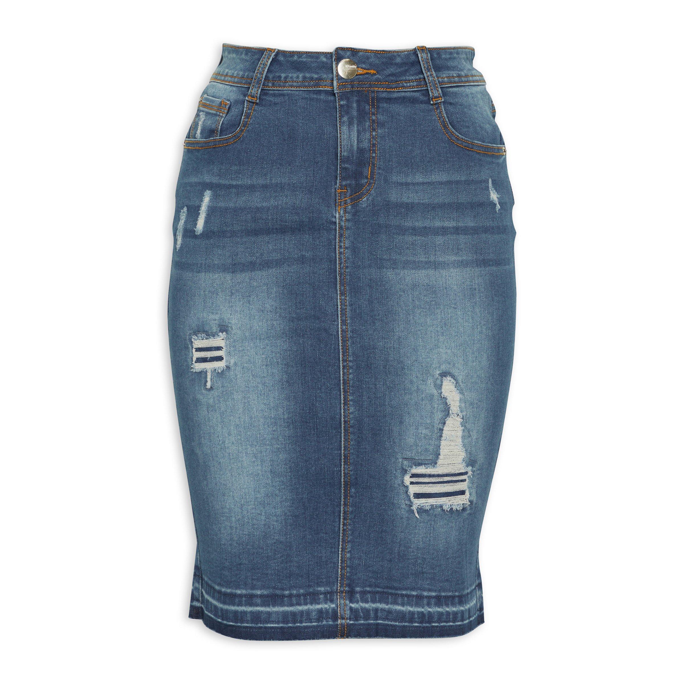 Blue Denim Ripped Skirt (3187449) | Identity