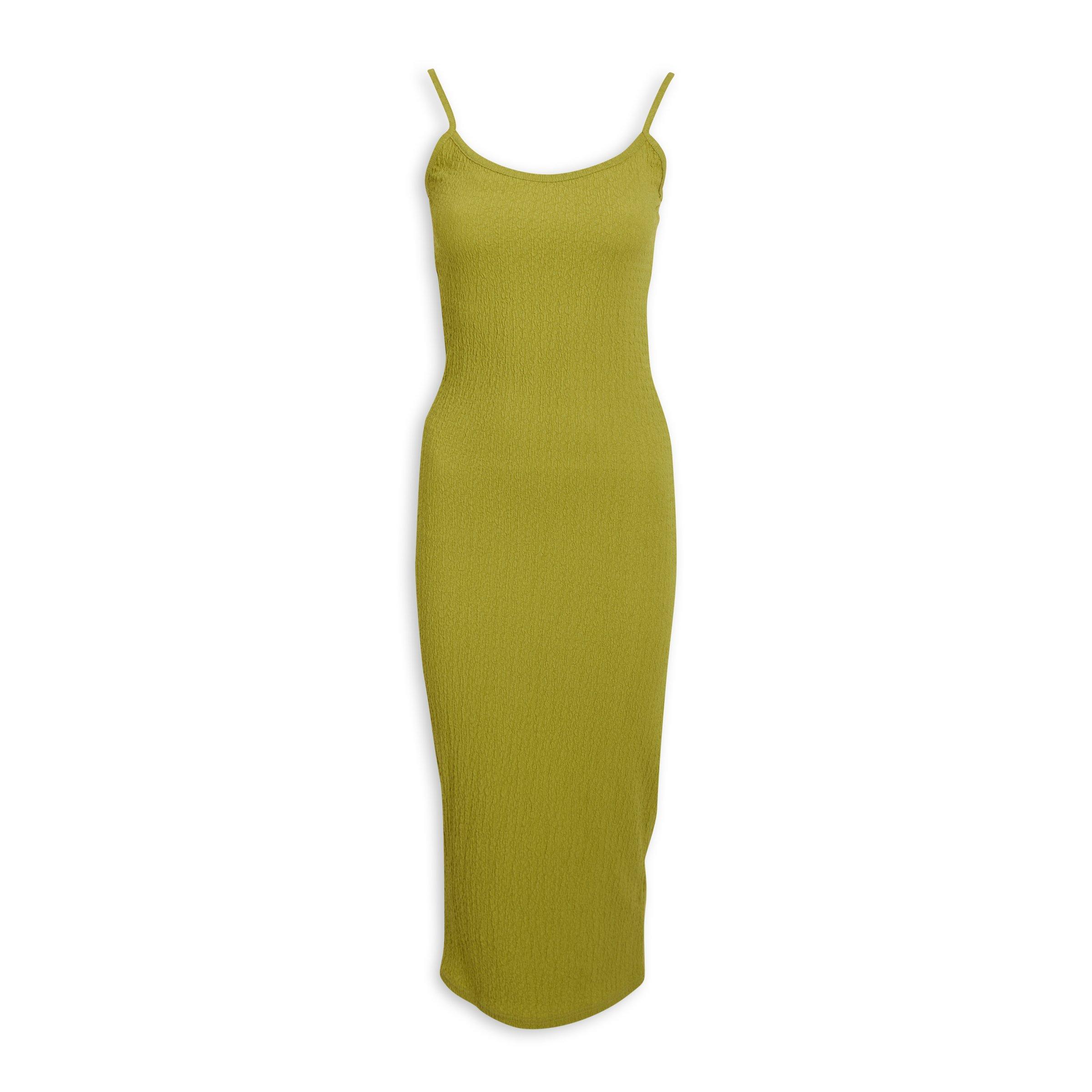 Green Textured Shoe String Bodycon Dress (3188230) | Identity X Sync