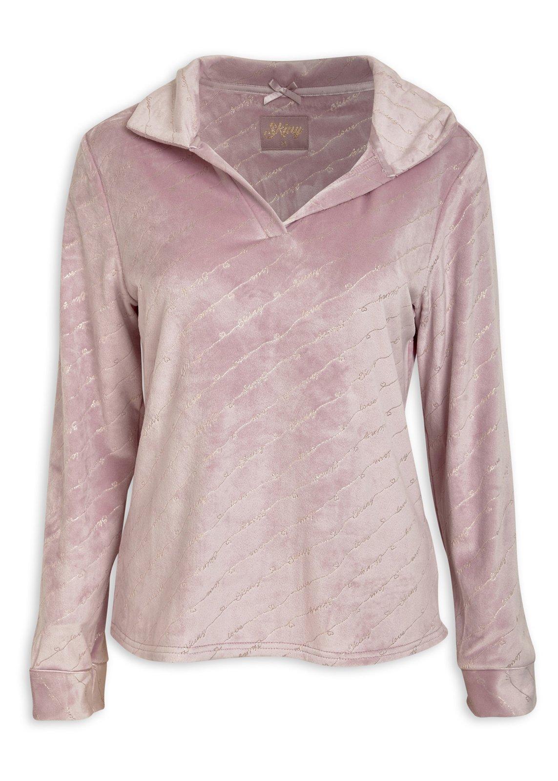 Lilac Pink Scripted Pyjama Top (3189095) | Skiny