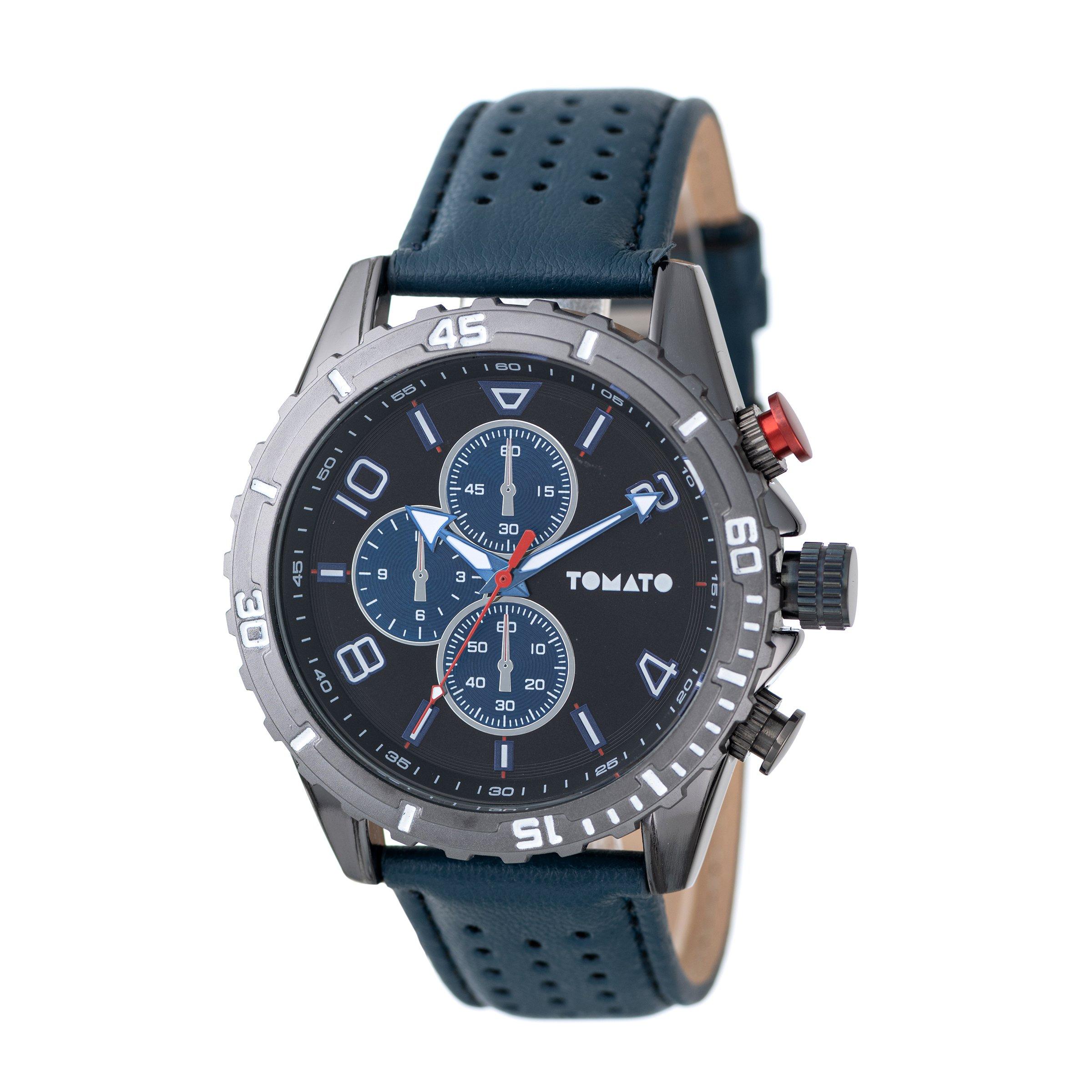Blue Leather Chronograph Watch (3189593) | Tomato