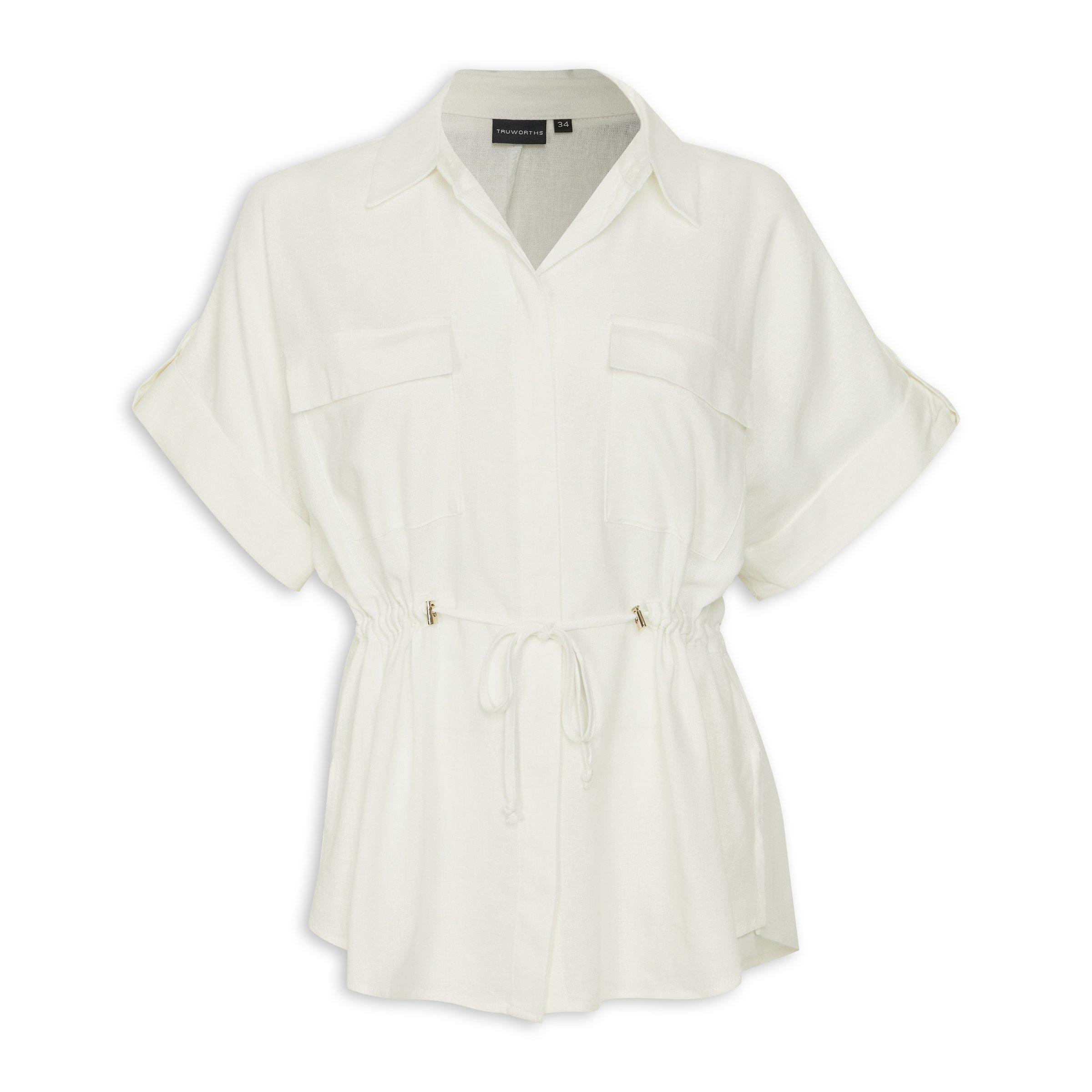 White Relaxed Shirt with Drawstrings (3189602) | Truworths