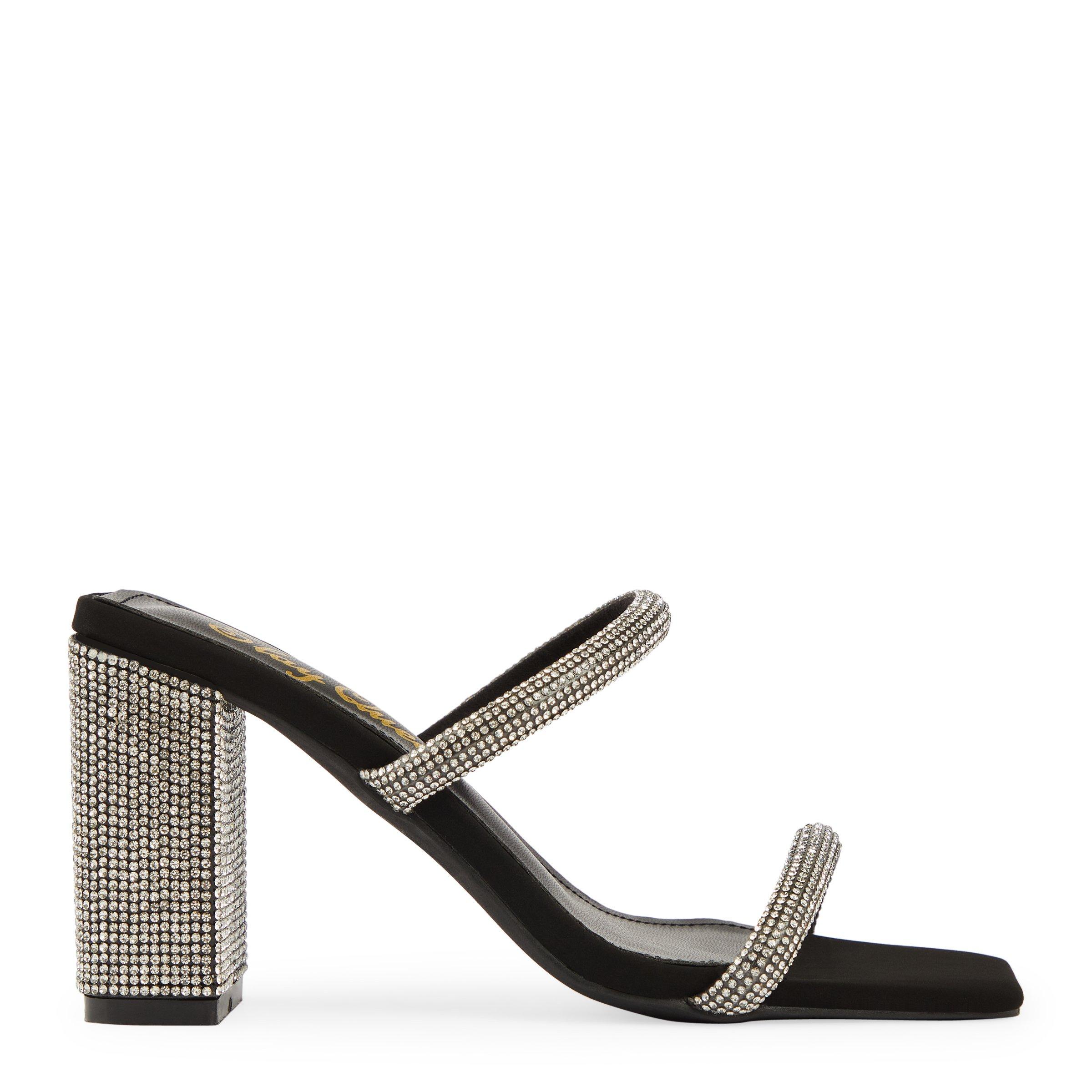 Black Nylon Mid Heel Sandal (3189632) | Slay Queen