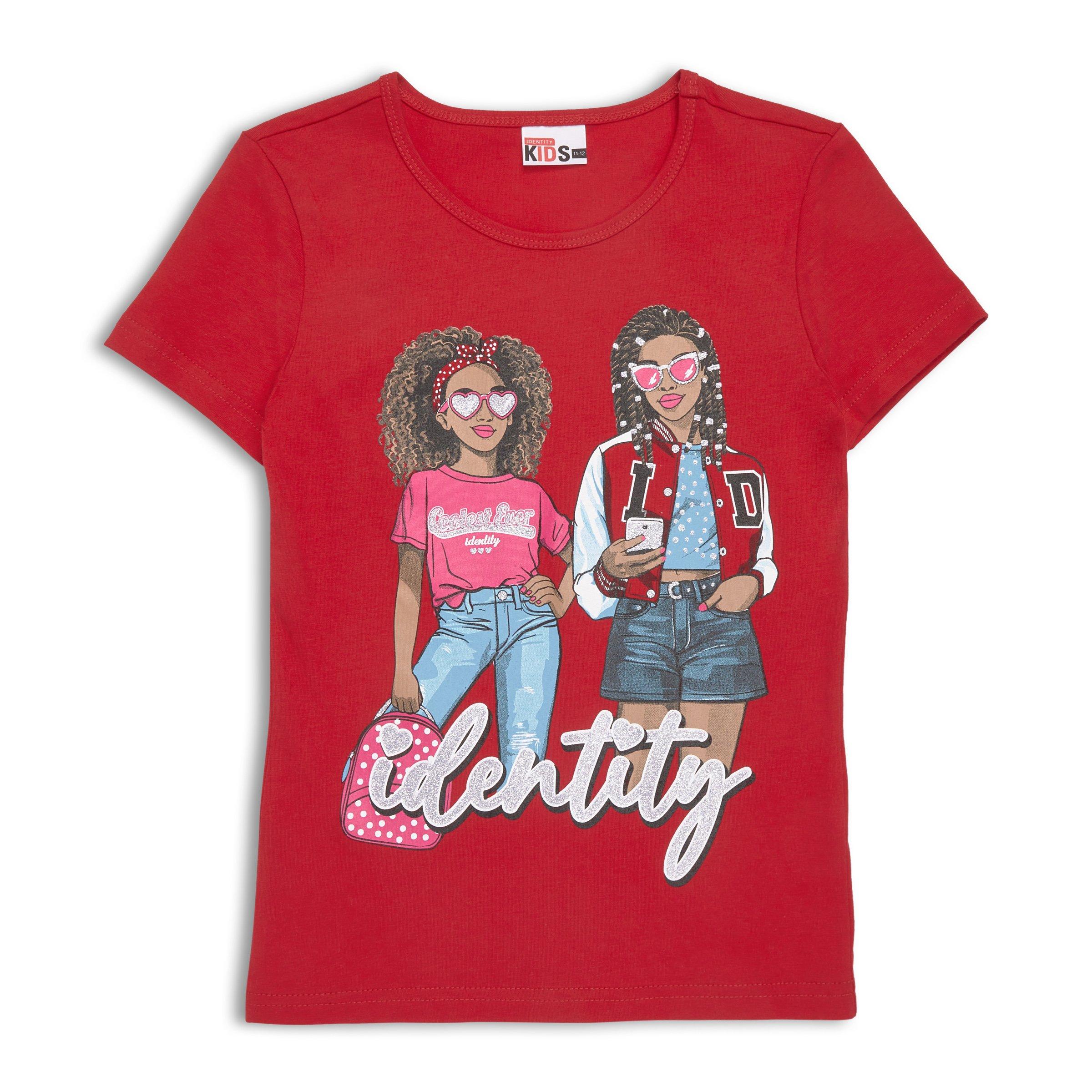 Girls Red Graphic T-shirt (3189830) | Identity