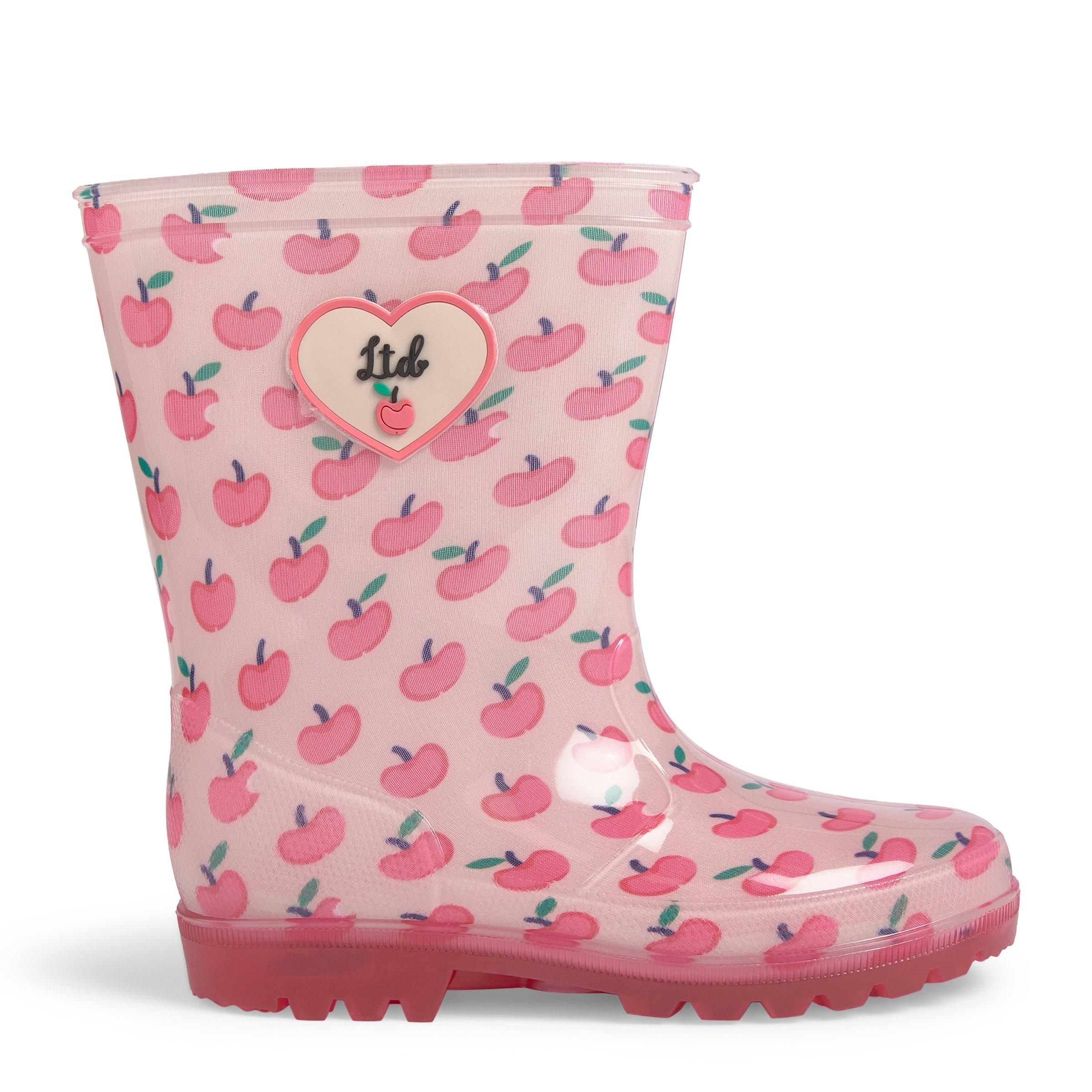 Girls Pink Apple Print Rain Boots (3190016) | LTD Kids