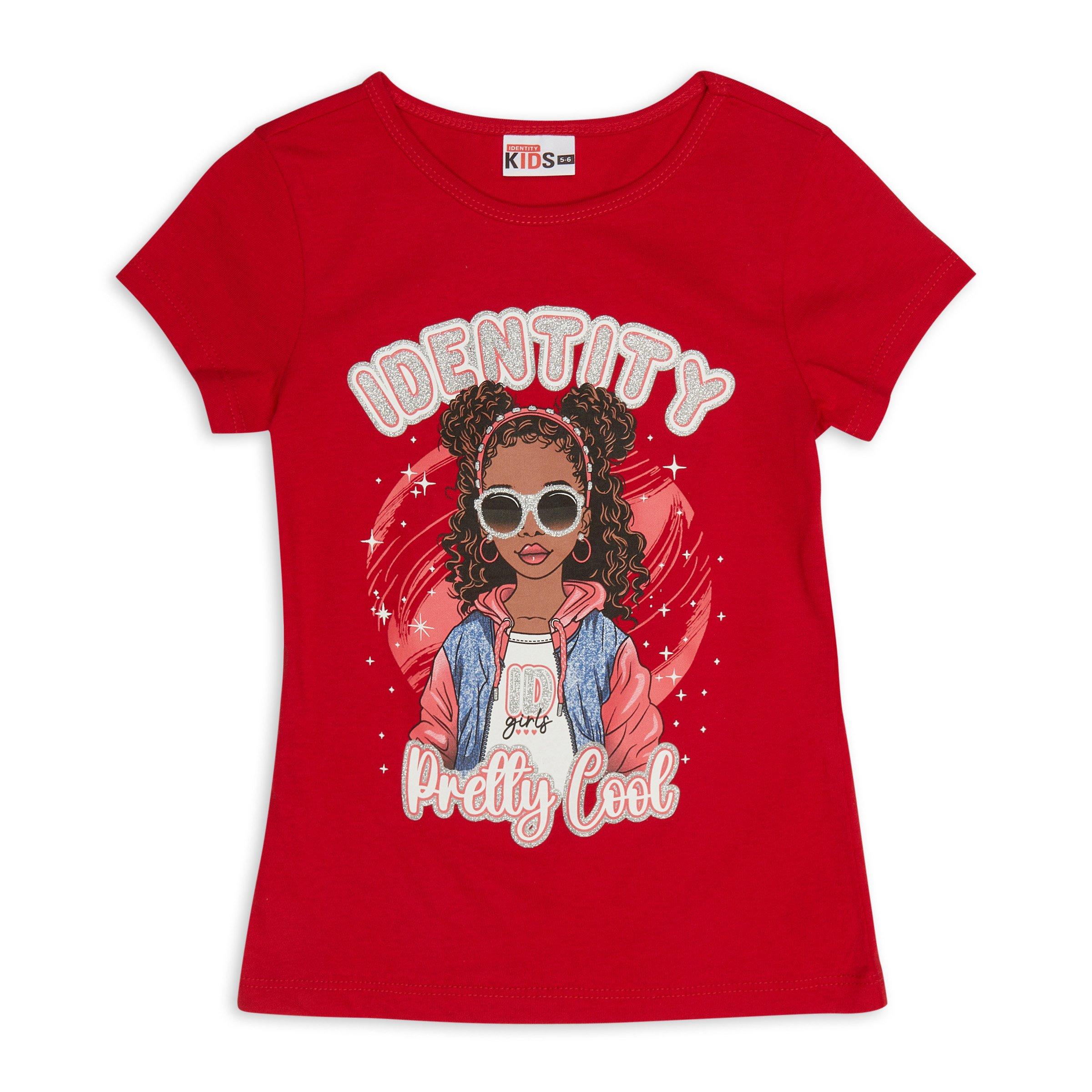 Kid Girls Red Graphic T-shirt (3190088) | Identity