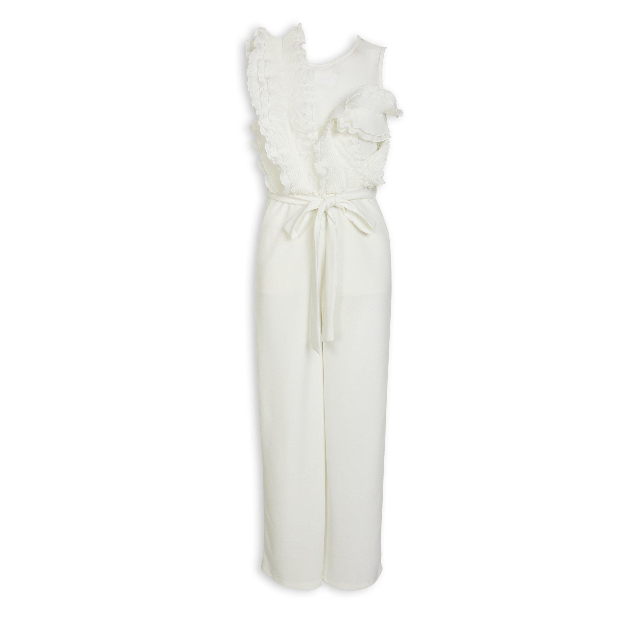 Ivory Frilly Trim Jumpsuit (3190308) | Miss Port