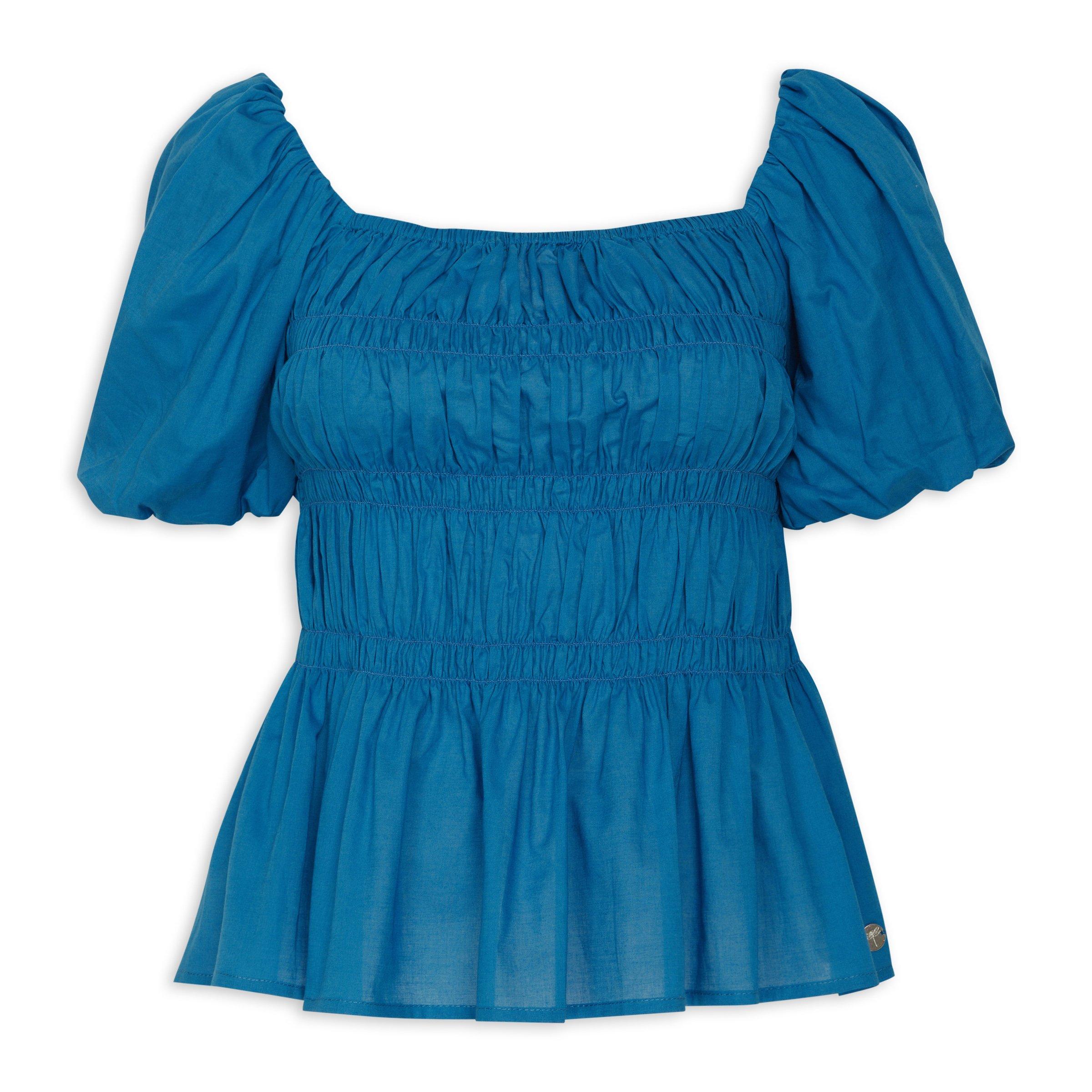 Blue Peplum Top (3190366) | TRS
