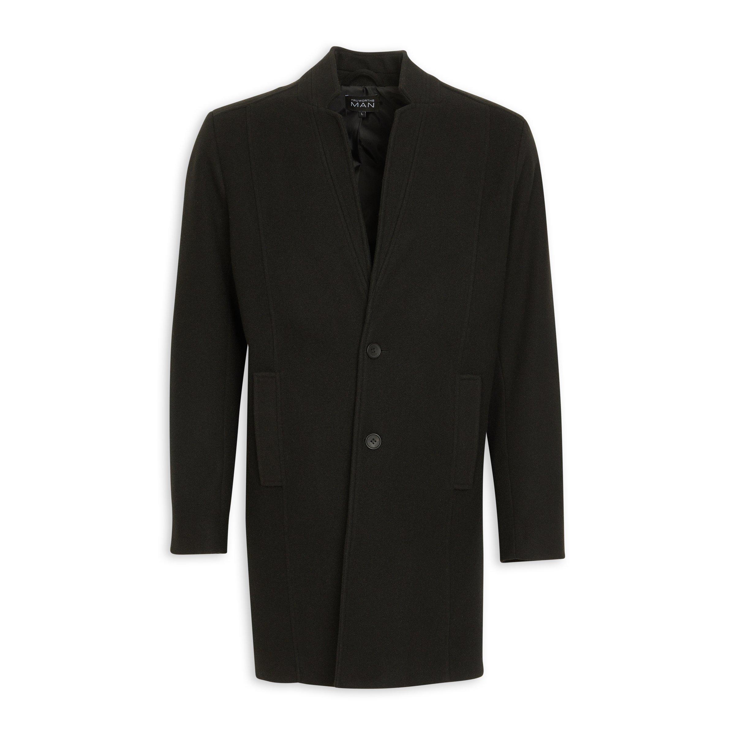Black Notch Neck Coat (3190413) | Truworths Man
