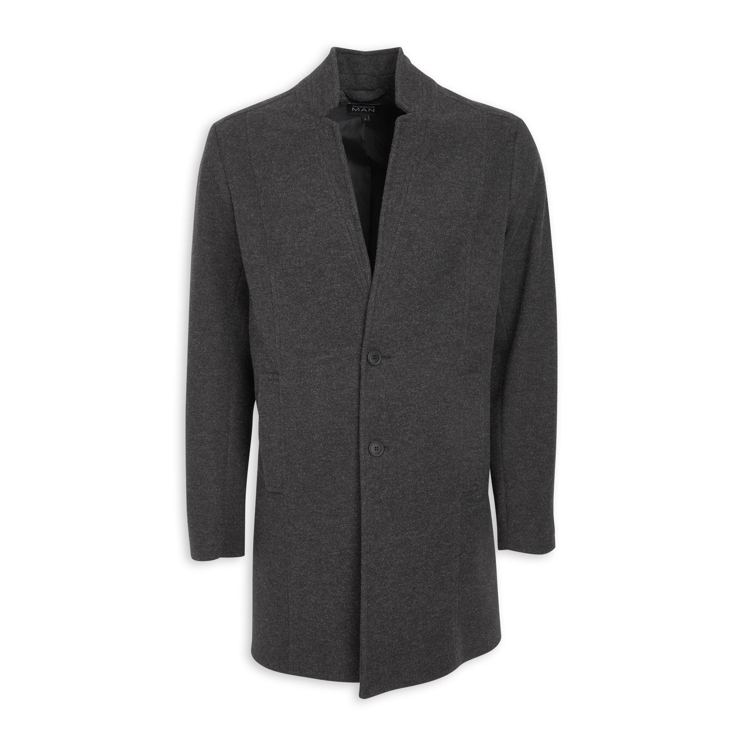 Grey Notch Neck Coat (3190422) | Truworths Man