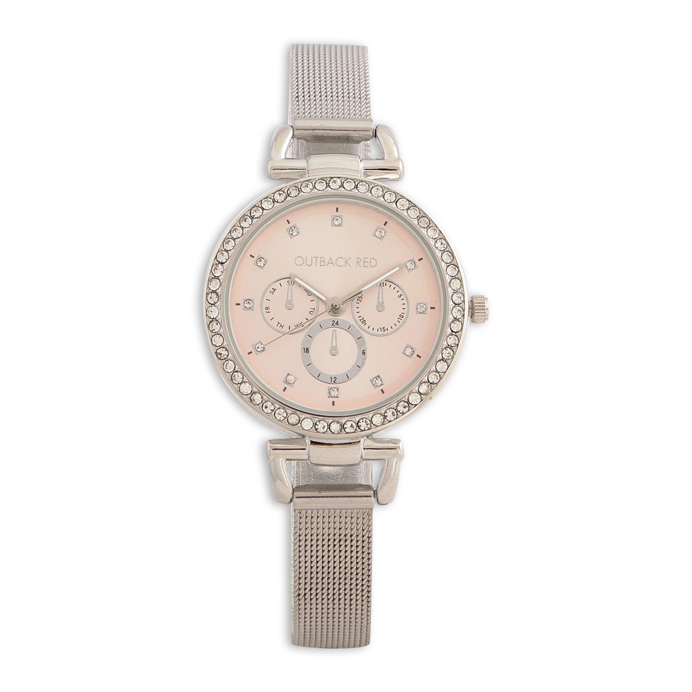Silver Mesh Pink Dial Watch (3190789) | OUTBACK RED