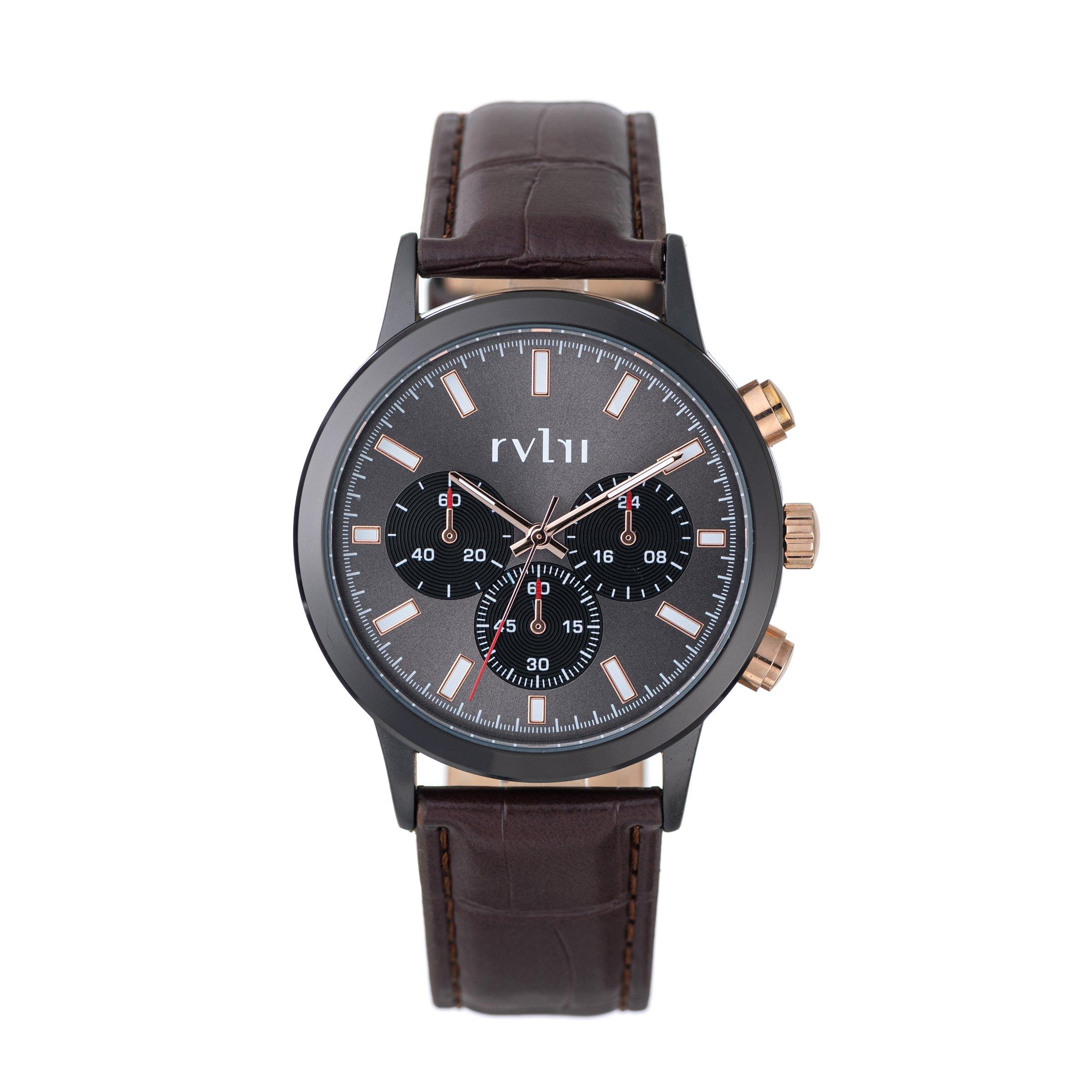 Brown Leather Chrono Watch (3191229) | RVLRI