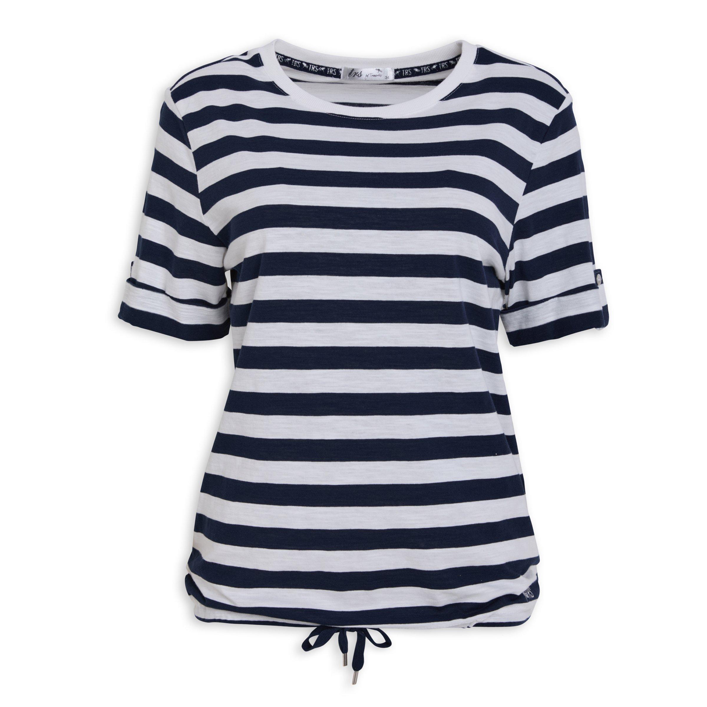 White and Navy Striped T-shirt (3191299) | TRS