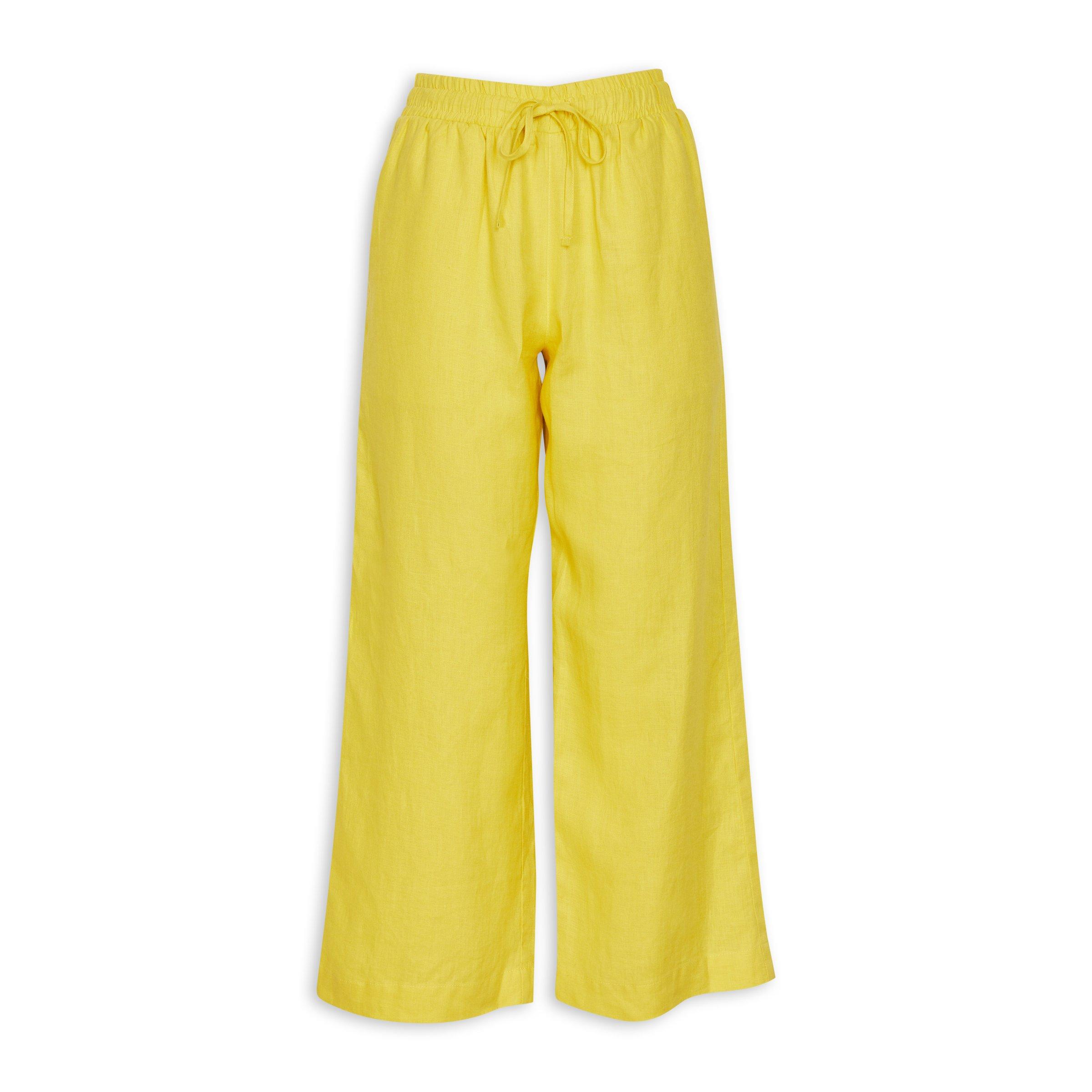 Yellow Wide Leg Cropped Pants (3191498) | Earthaddict