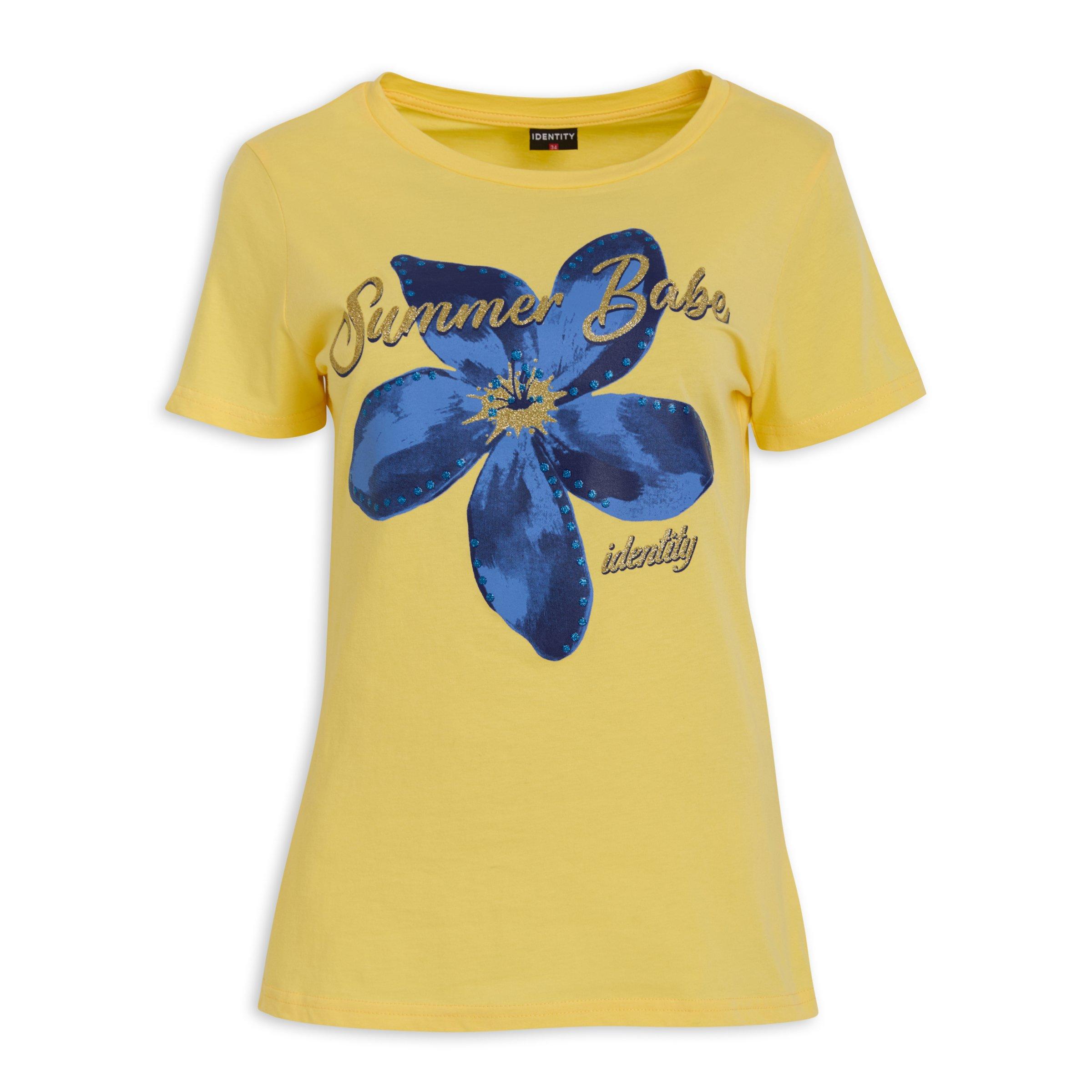 Yellow Floral Print T-shirt (3191616) | Identity