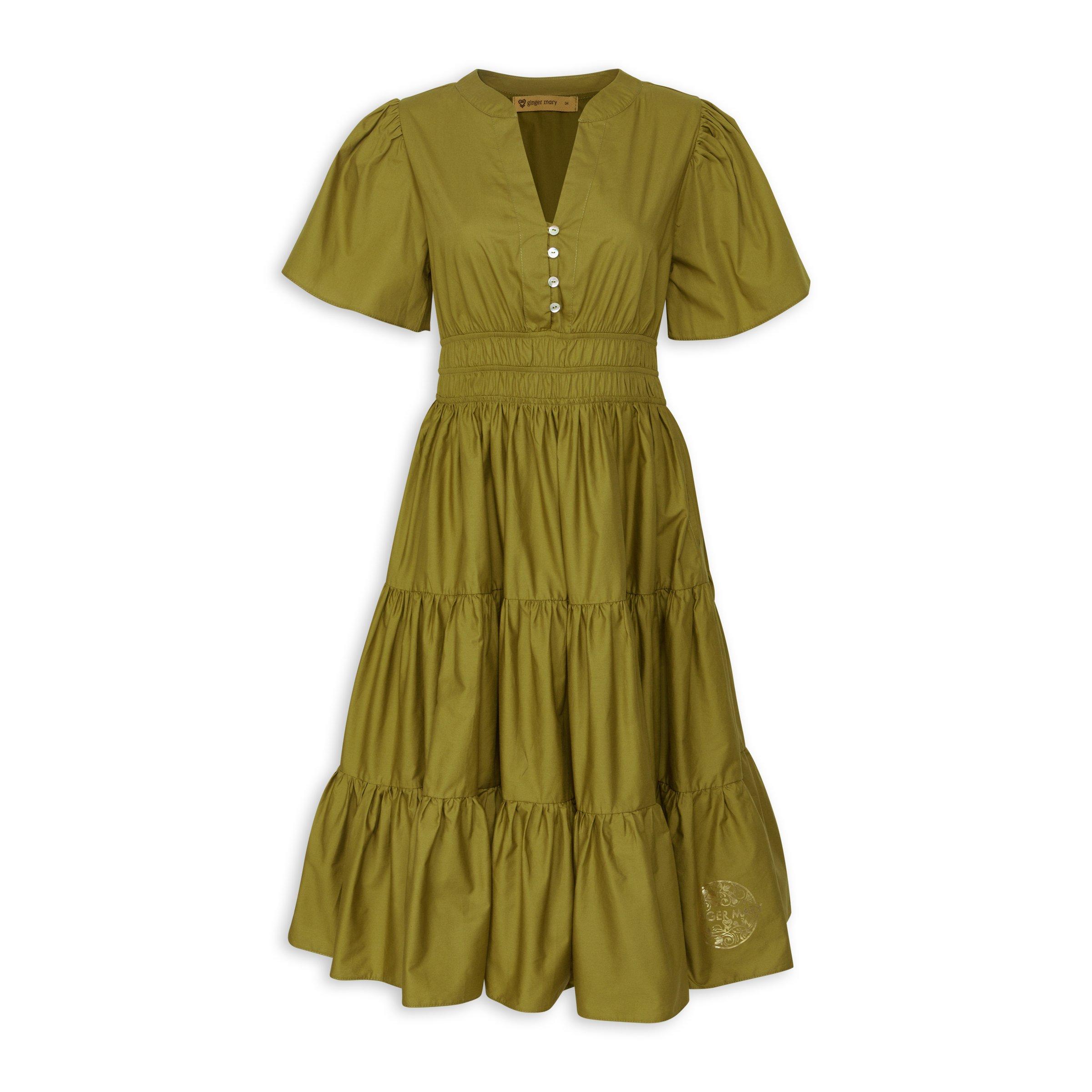 Green Tiered Fit and Flare Dress (3192516) | Ginger Mary