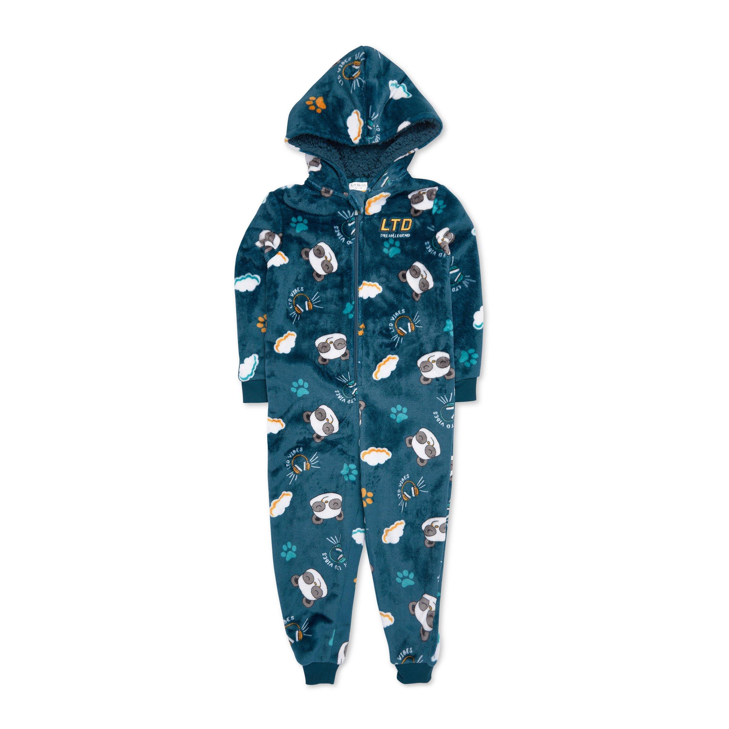 Kid Boys Teal Panda Print Onesie (3192694) | LTD Kids