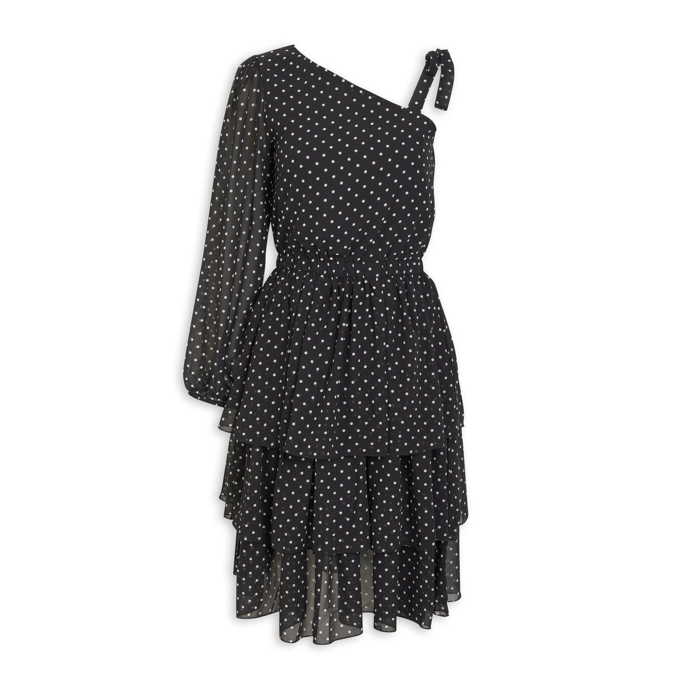 Black Spot Print Tiered Dress (3192711) | Truworths