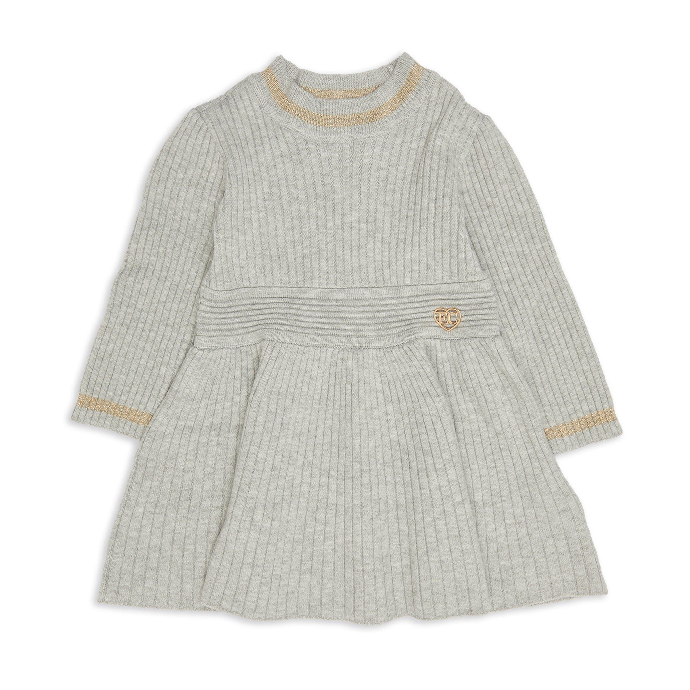 Baby Girls Grey Knit Fit and Flare Dress (3192923) | Earthchild